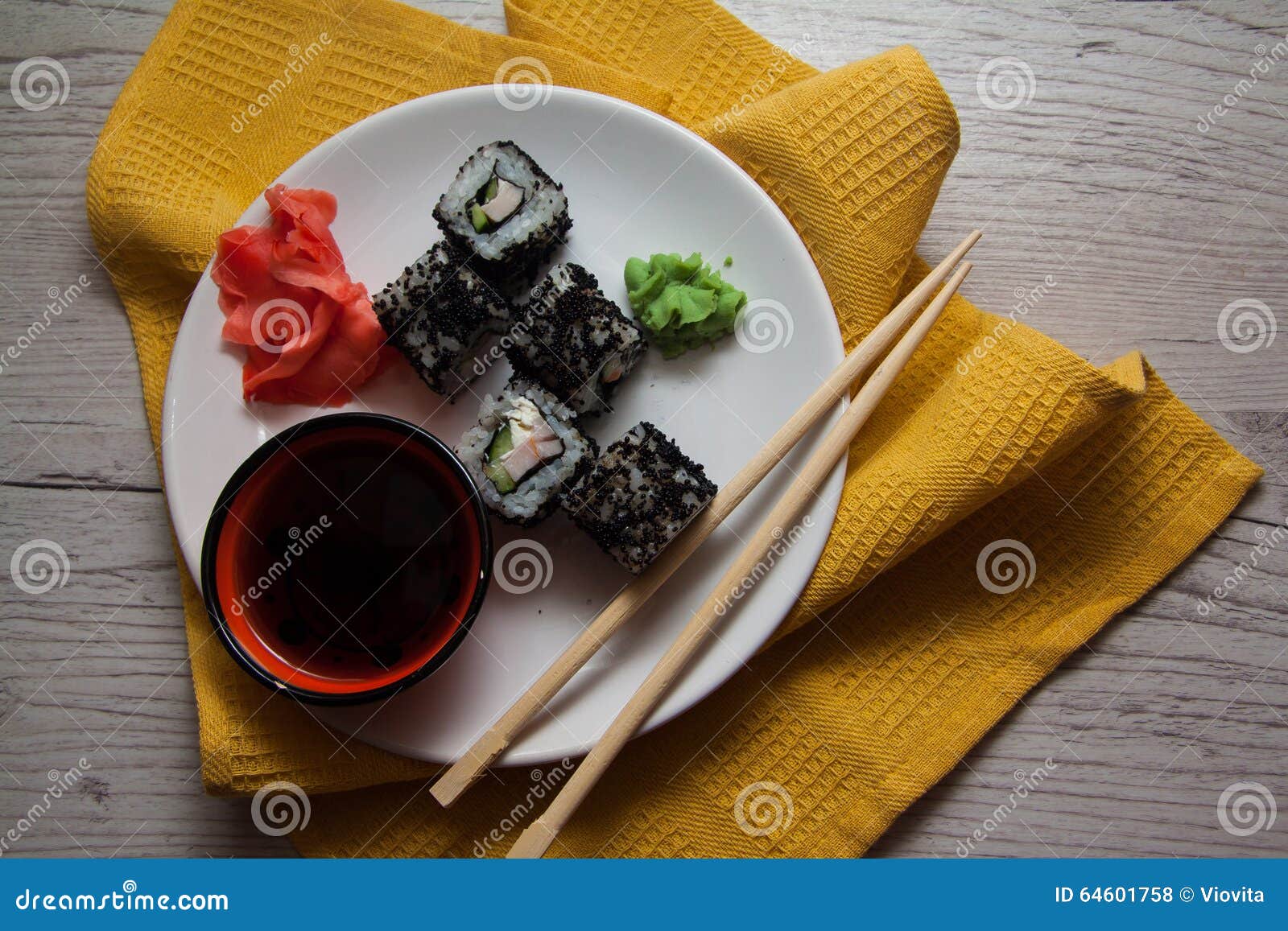 Japanese caviar rolls stock photo. Image of nigiri, detail - 64601758