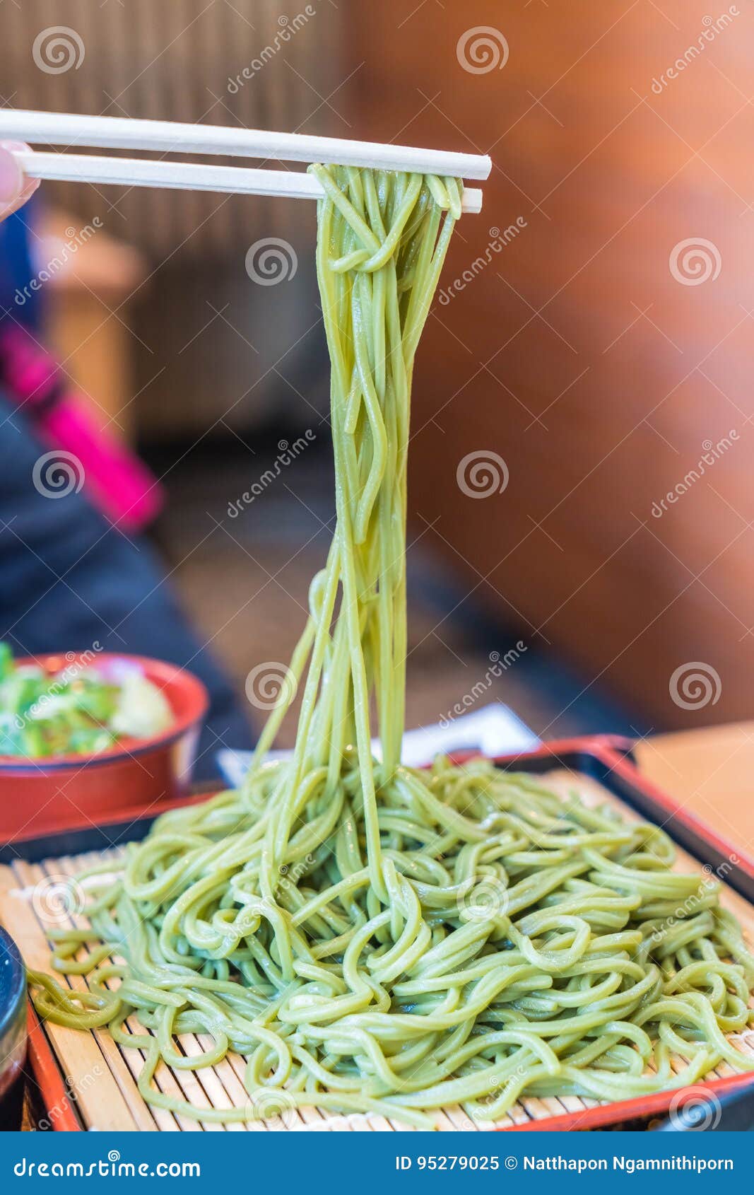 Japanese Cha Soba (Green Tea Soba) in Dish Stock Image - Image of asian ...