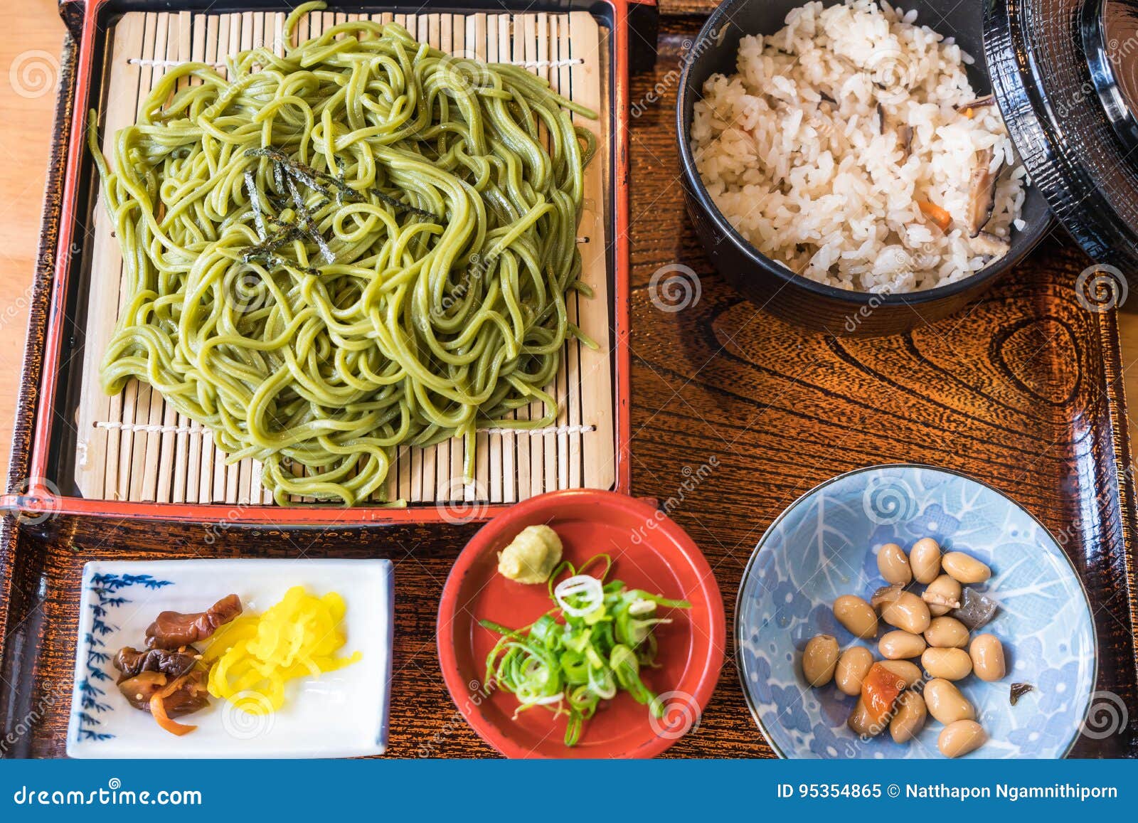 Japanese Cha Soba (Green Tea Soba) in Dish Stock Image - Image of dish ...