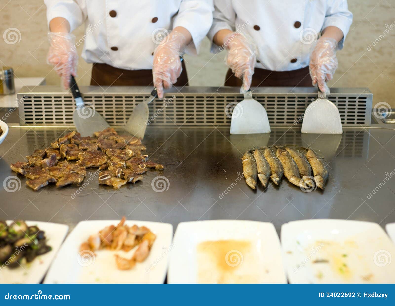 Japanese Chef Preparing Beef Teppanyaki Stock Photo | CartoonDealer.com ...
