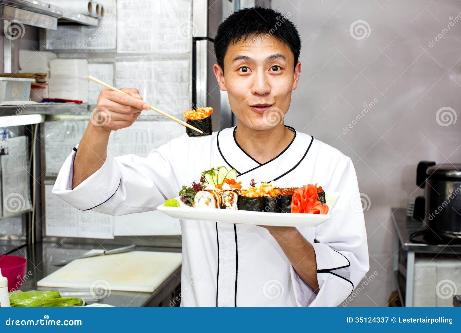 Japanese chef stock image. Image of male, healthy, culinary - 35124337