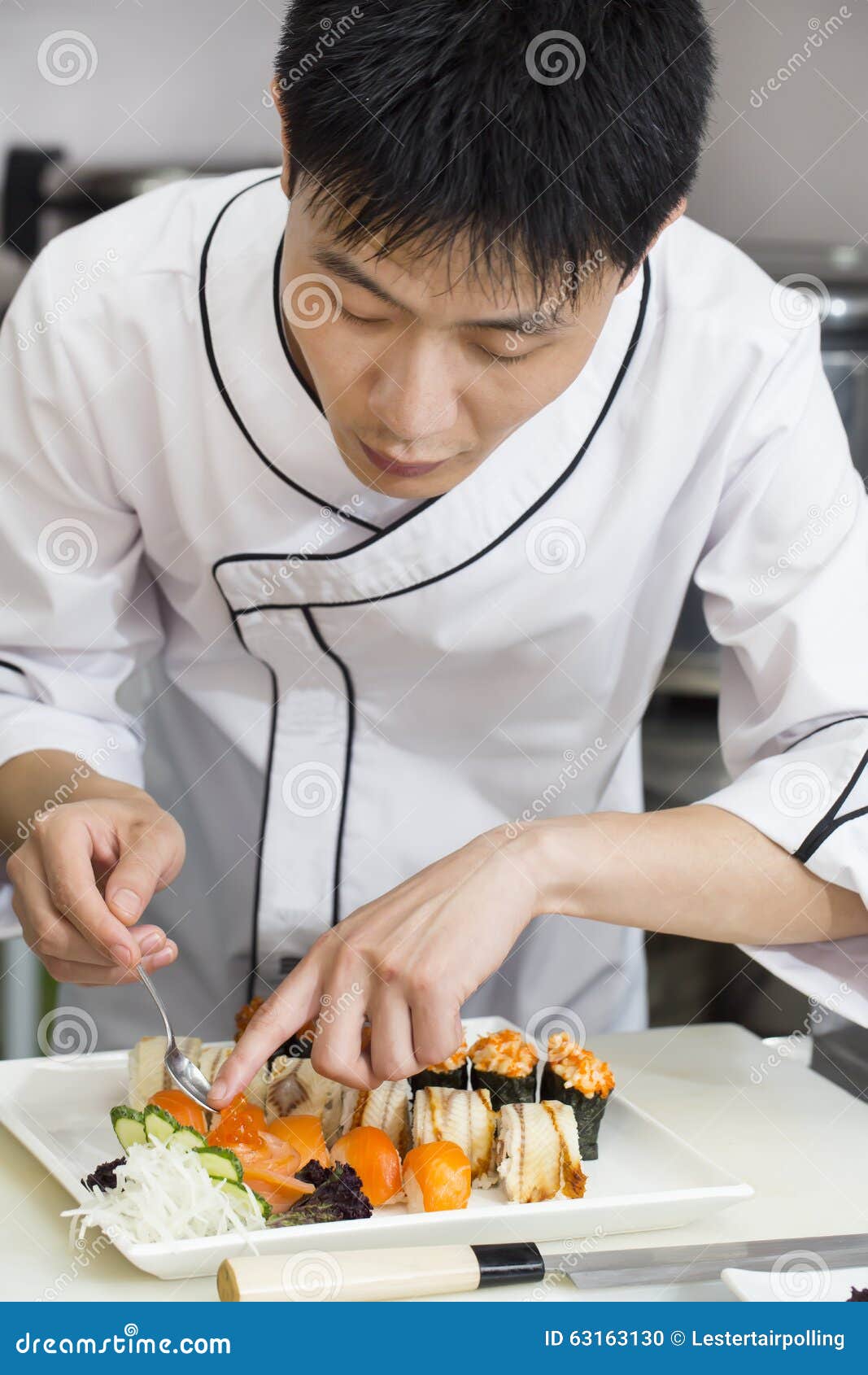 Japanese chef stock photo. Image of food, appetizer, caucasian - 63163130