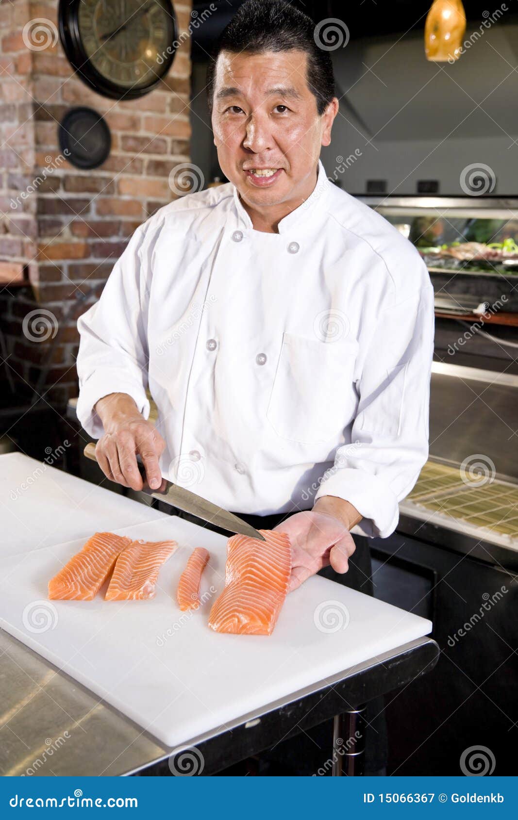 Japanese Chef Slicing Raw Fish for Sushi Stock Image - Image of gourmet ...