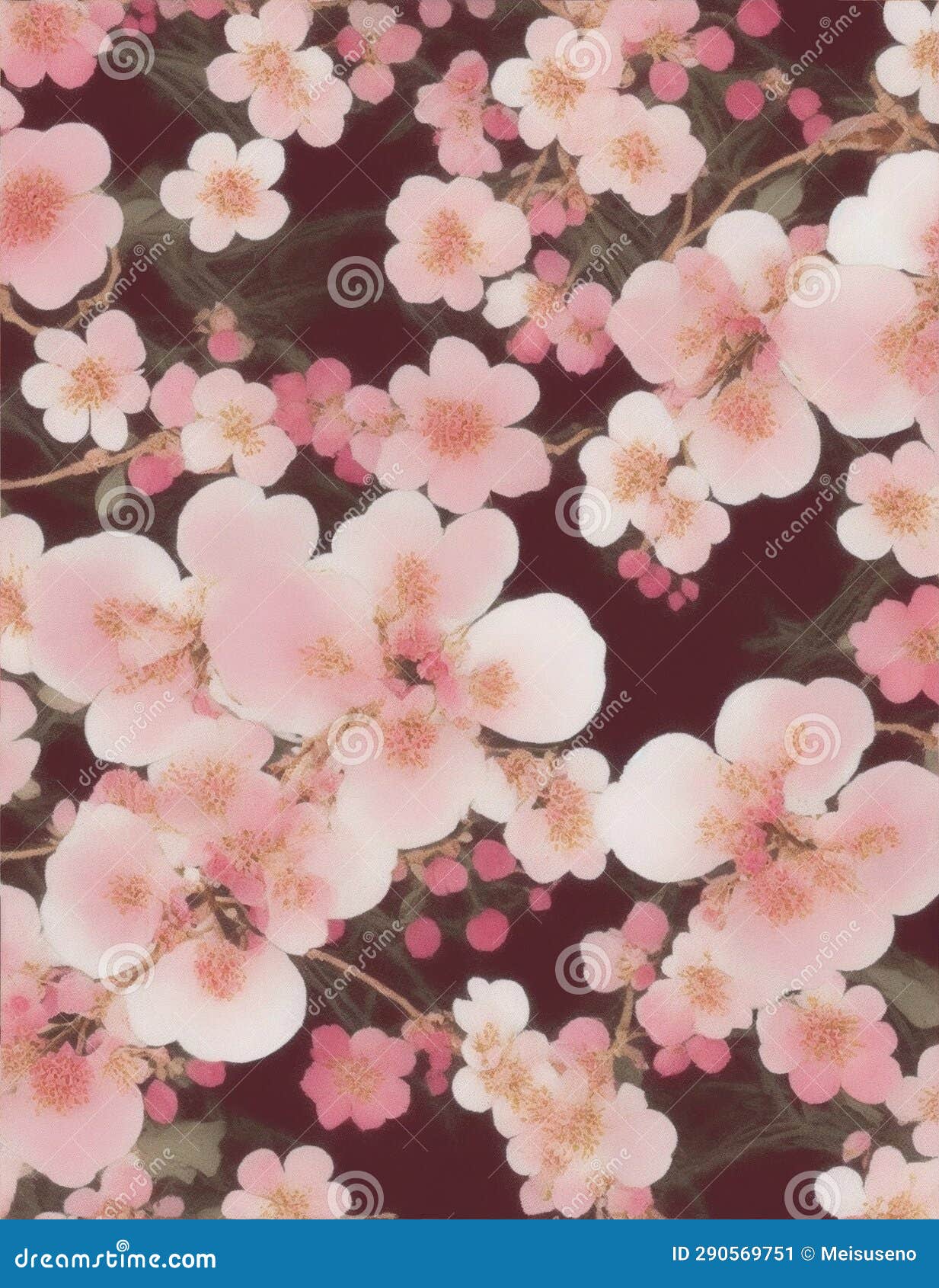 Japanese Cherry Blossom Art Pattern Illustration Stock Illustration ...