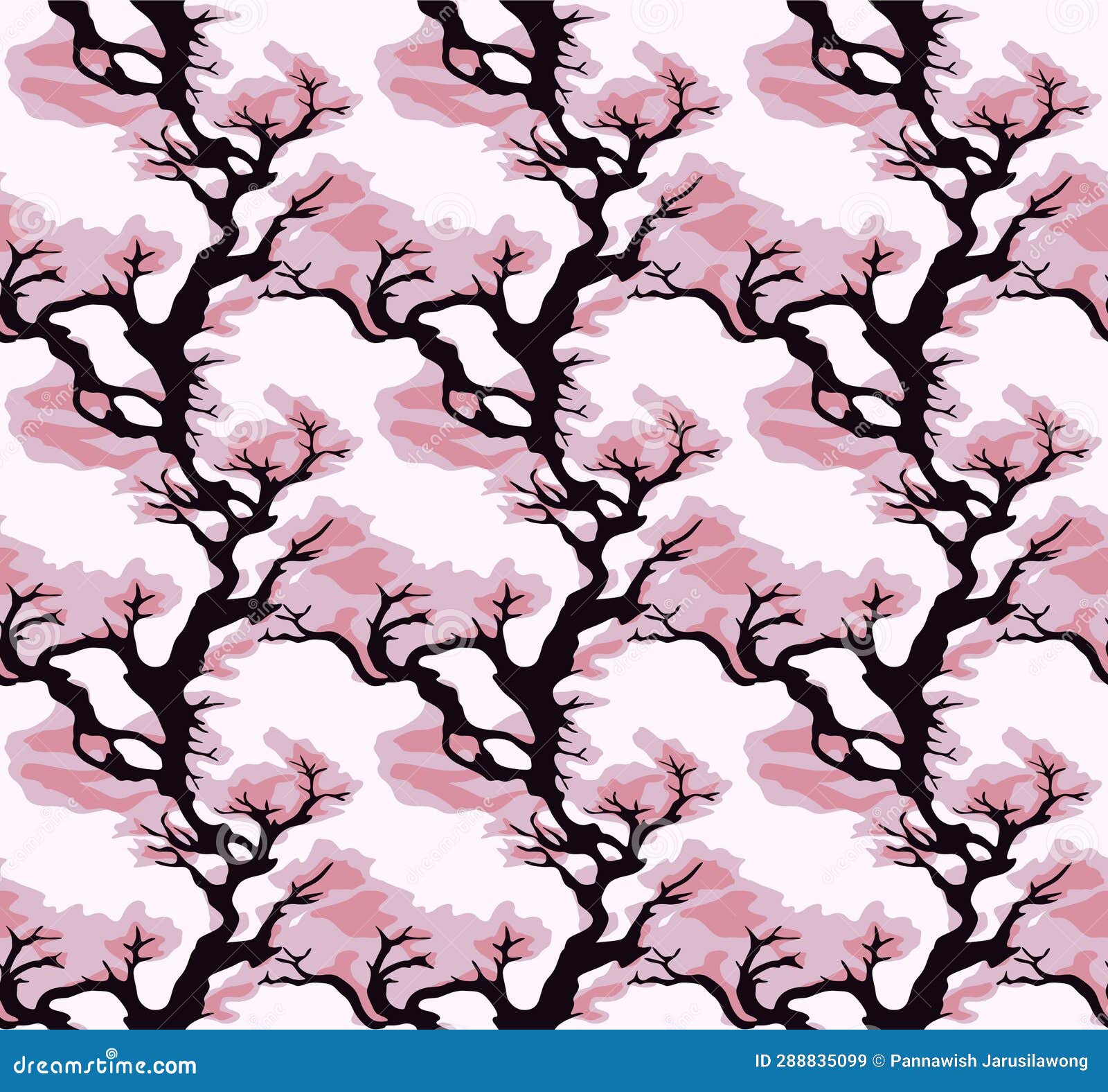 Japanese Cherry Blossom Tree Vector Seamless Pattern Stock Vector ...