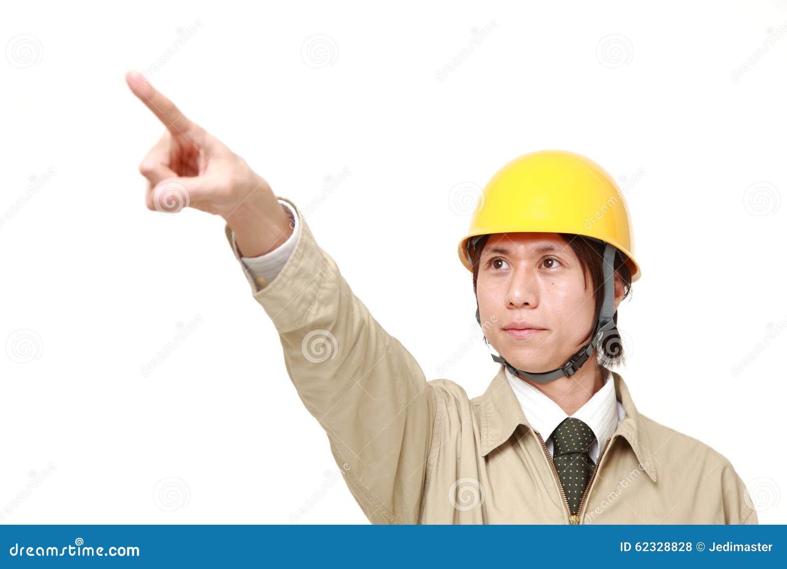 Japanese Construction Worker Pointing Up Stock Photo - Image of builder ...
