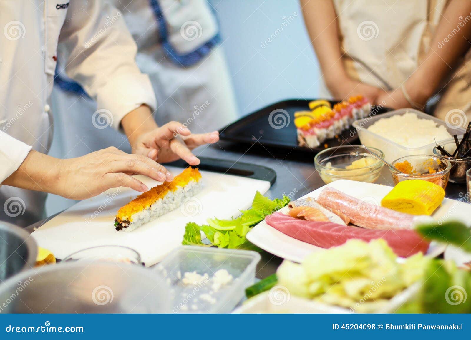 Japanese Cooking Background. Vegetables And Spices On The Kitchen Table ...