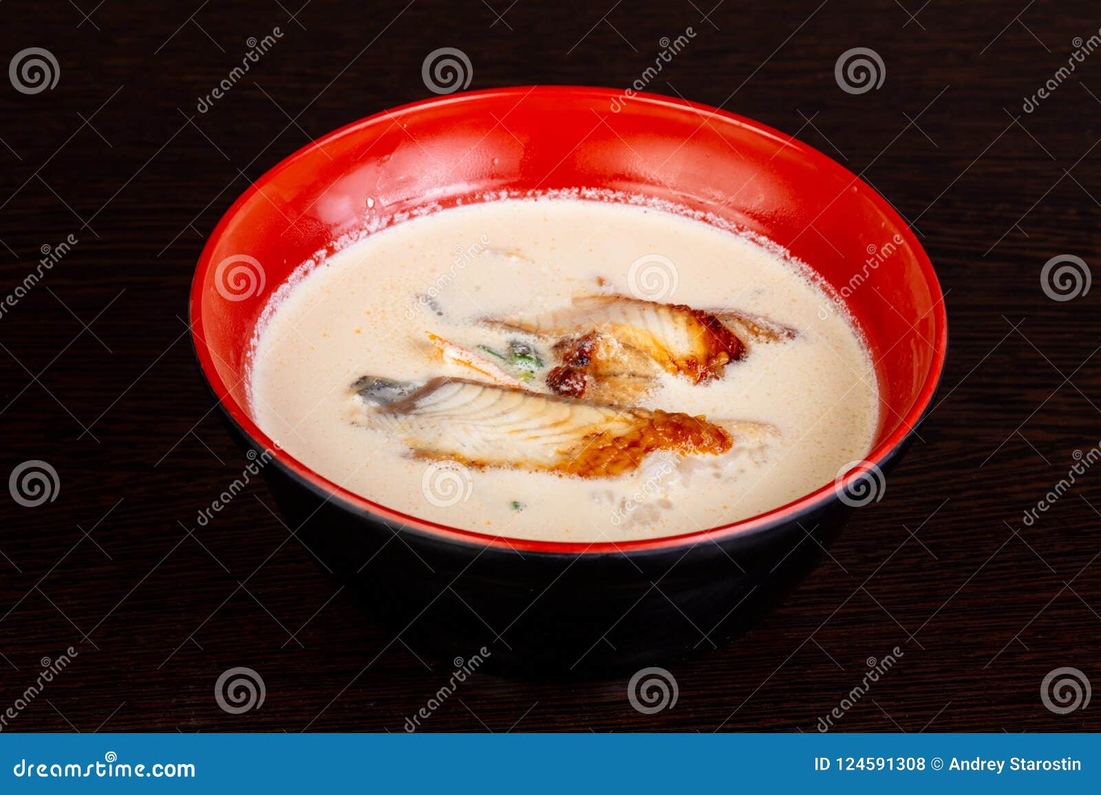 Cream soup with eel stock photo. Image of asian, bowl - 124591308