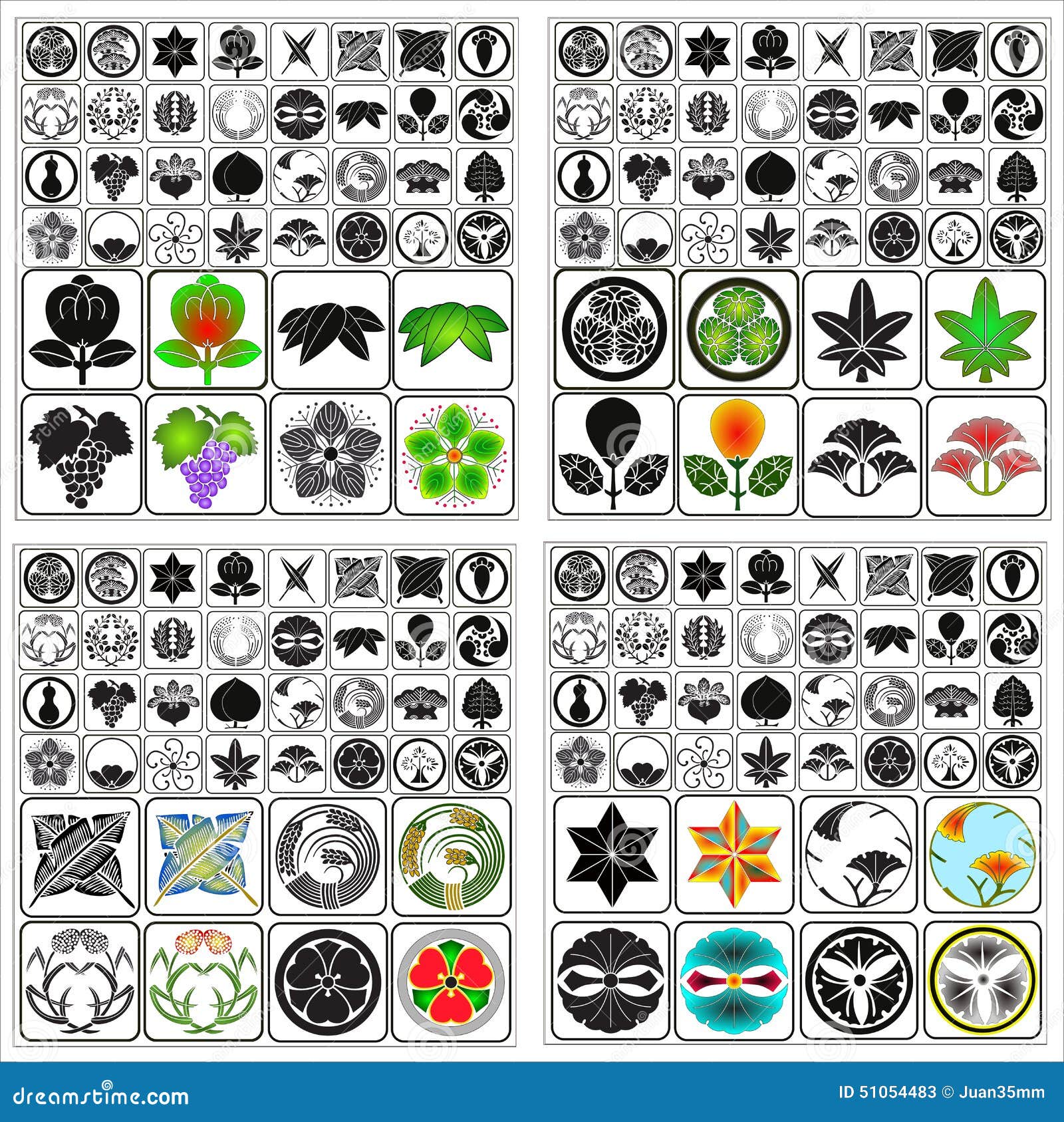 Japanese Crests Set a stock illustration. Illustration of background ...