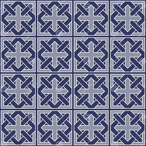Japanese Cross Shape Square Vector Seamless Pattern Stock Vector ...