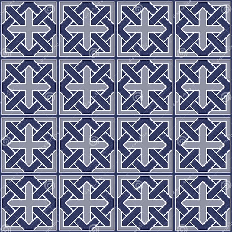 Japanese Cross Shape Square Vector Seamless Pattern Stock Vector ...