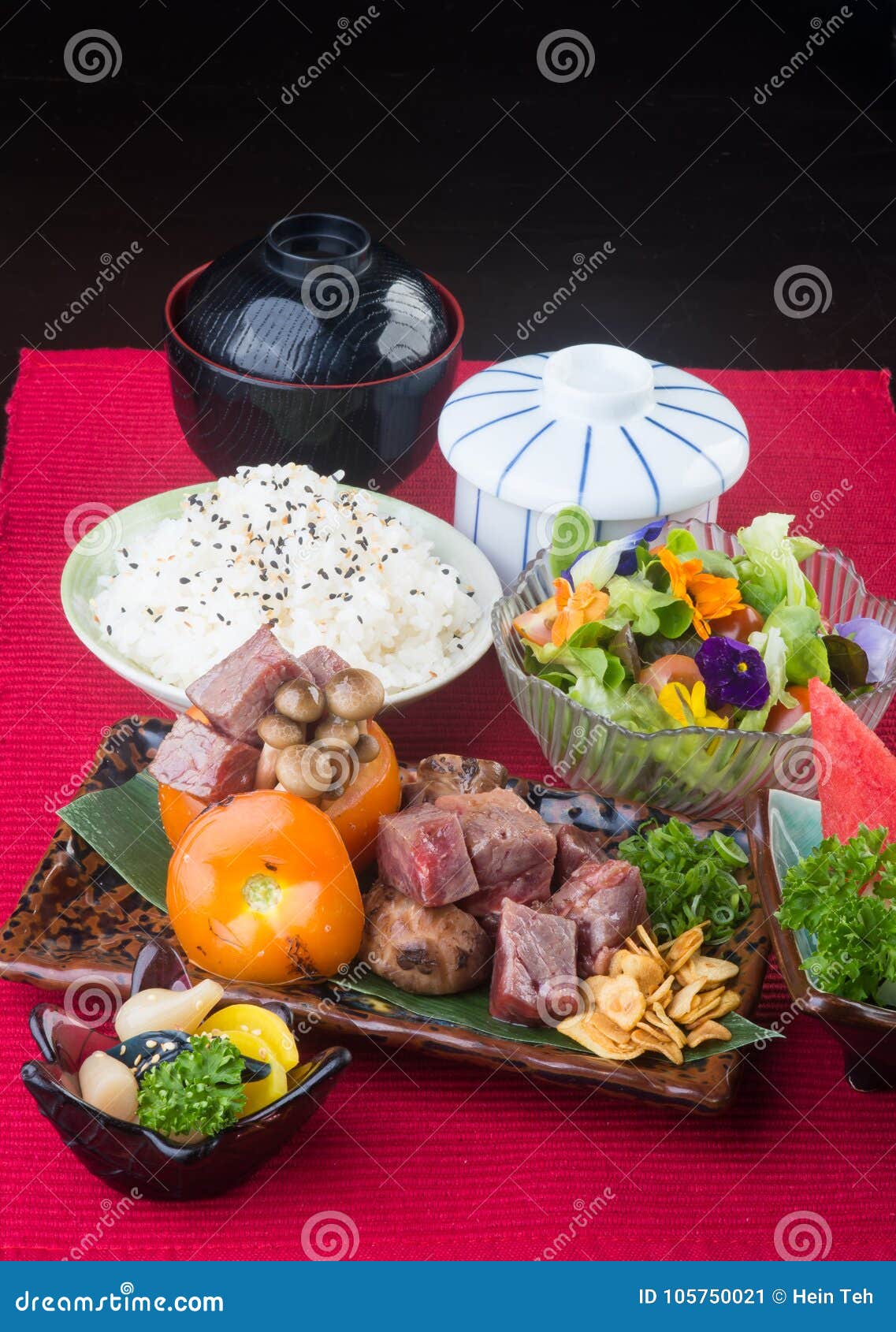 Japanese Cuisine. Beef Cube on the Background Stock Image - Image of ...