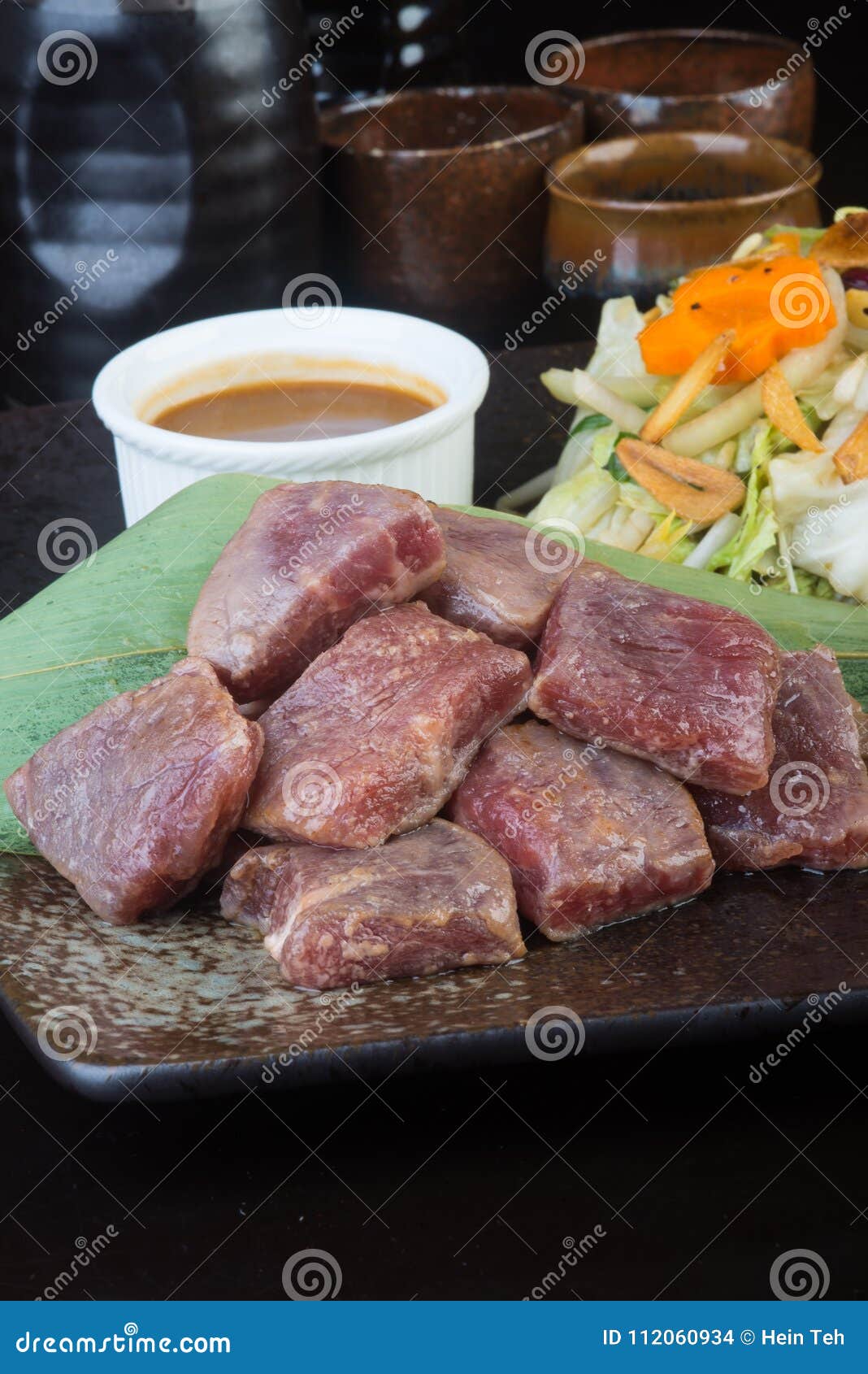 Japanese Cuisine. Beef Cube on the Background Stock Photo - Image of ...