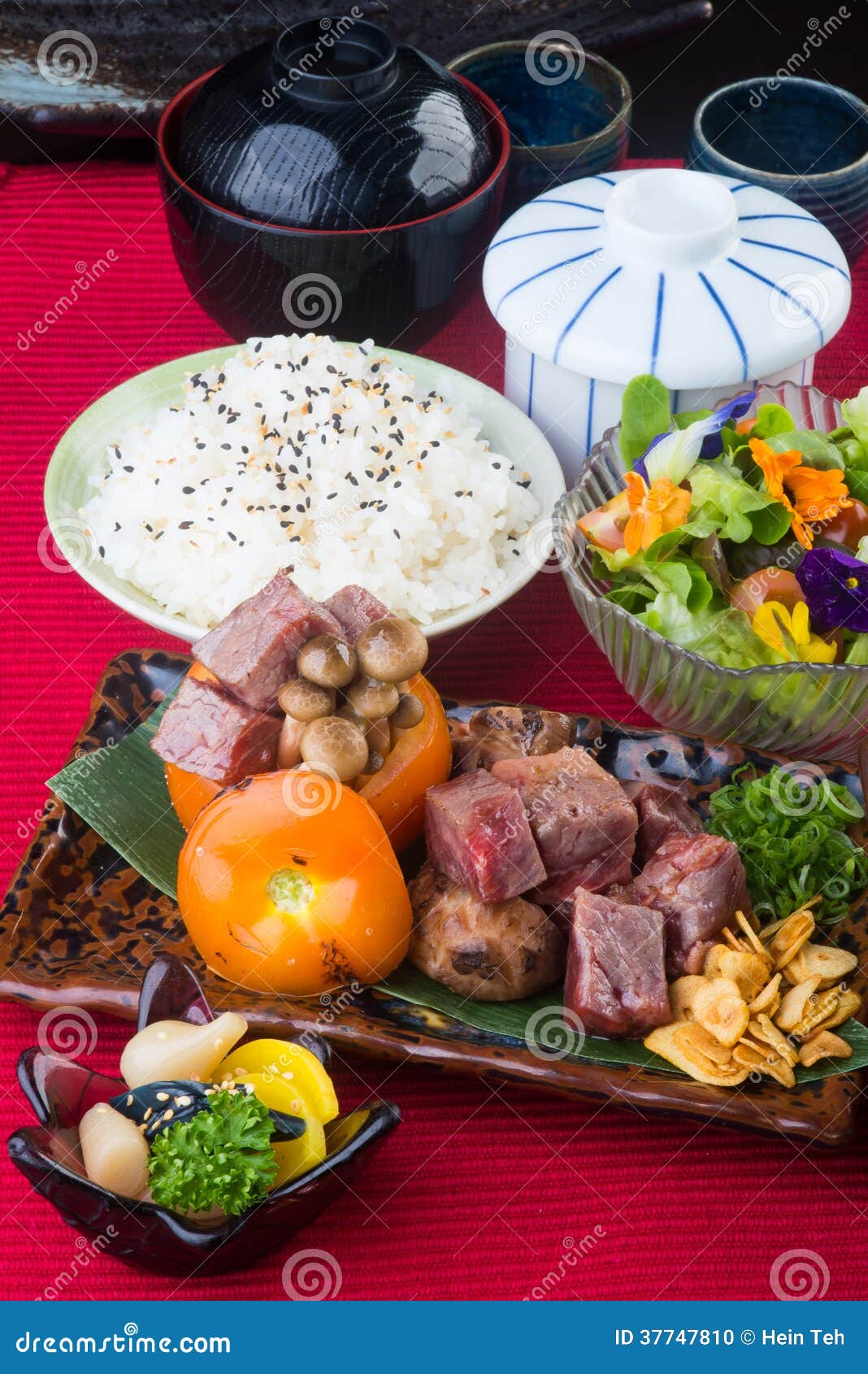 Japanese Cuisine. Beef Cube on the Background Stock Photo - Image of ...