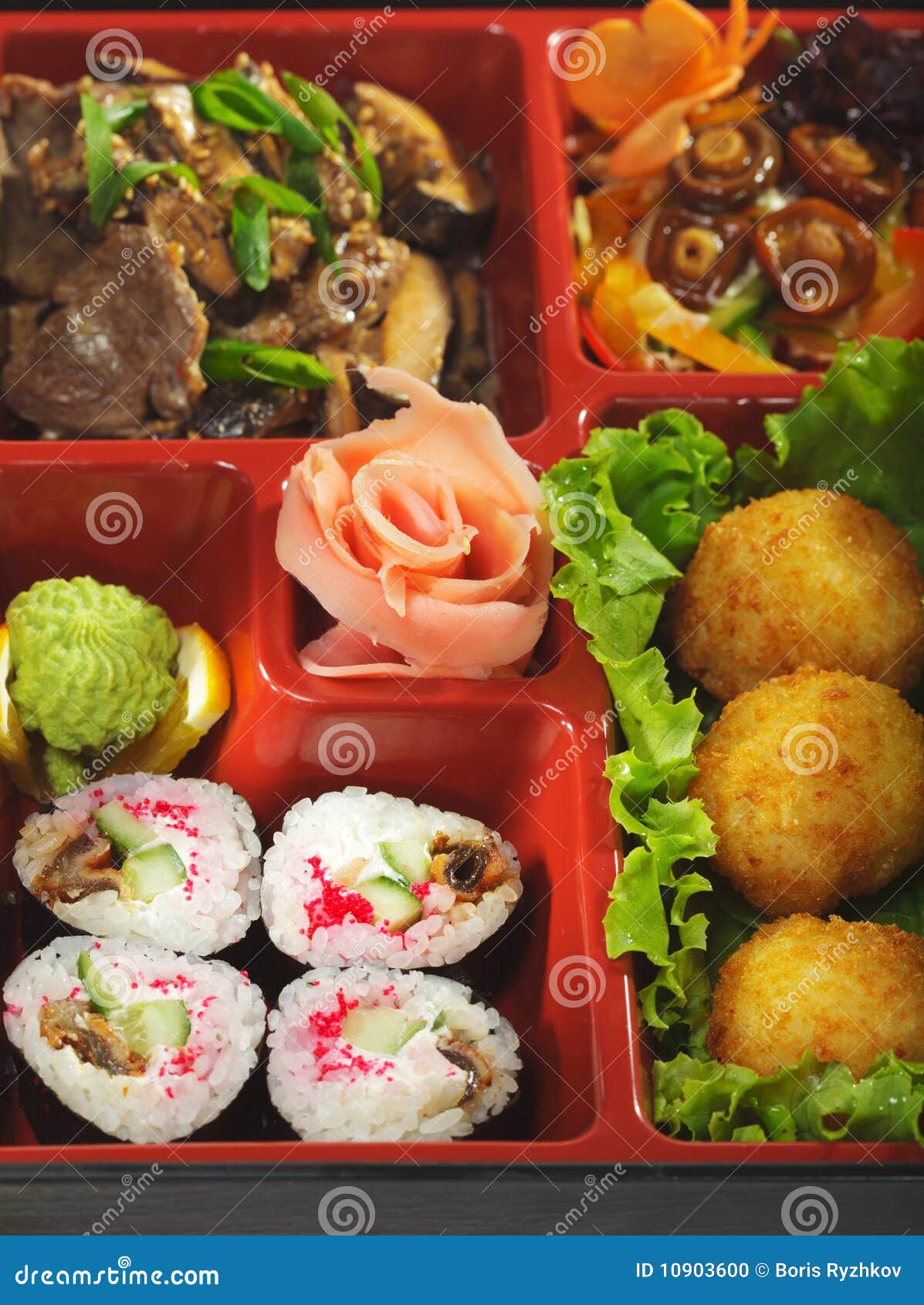 Japanese Cuisine - Bento Lunch Stock Photo - Image of assorted, lunch ...