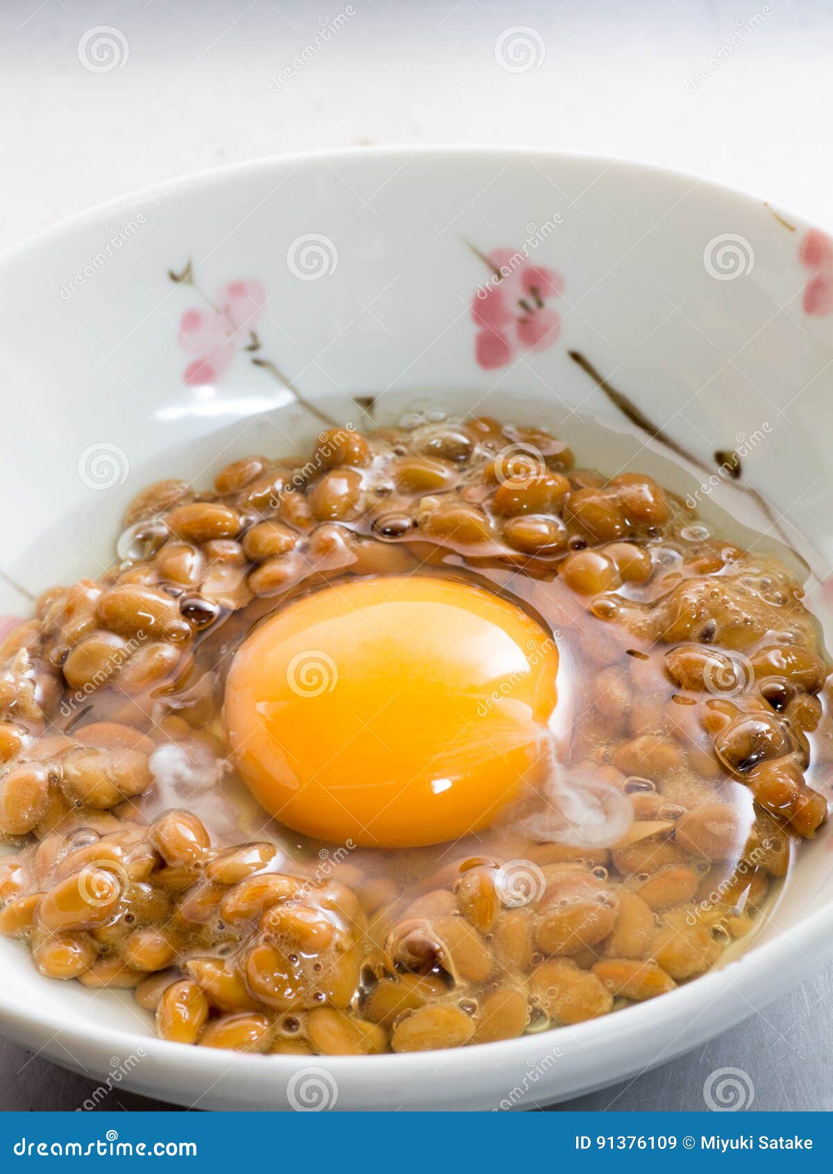 Japanese Cuisine, Fermented Soybeans with a Raw Egg Stock Image - Image ...