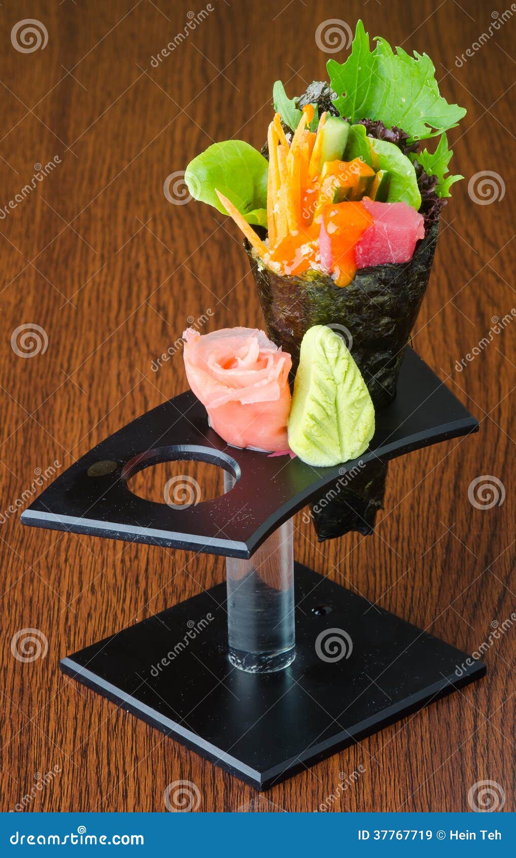 Japanese Cuisine. Hand Roll on the Background Stock Image - Image of ...