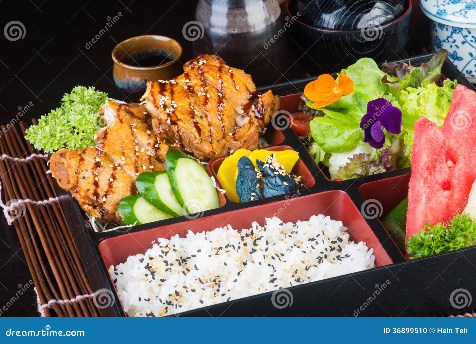 Japanese Cuisine. Lunch Box Set on the Background Stock Photo - Image ...