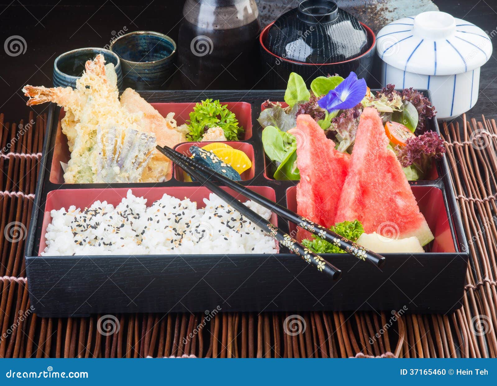 Japanese Cuisine. Lunch Box Set on the Background Stock Photo - Image ...