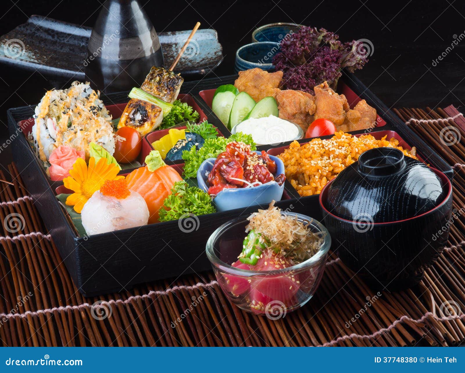 Japanese Cuisine. Lunch Box Set on the Background Stock Photo - Image ...