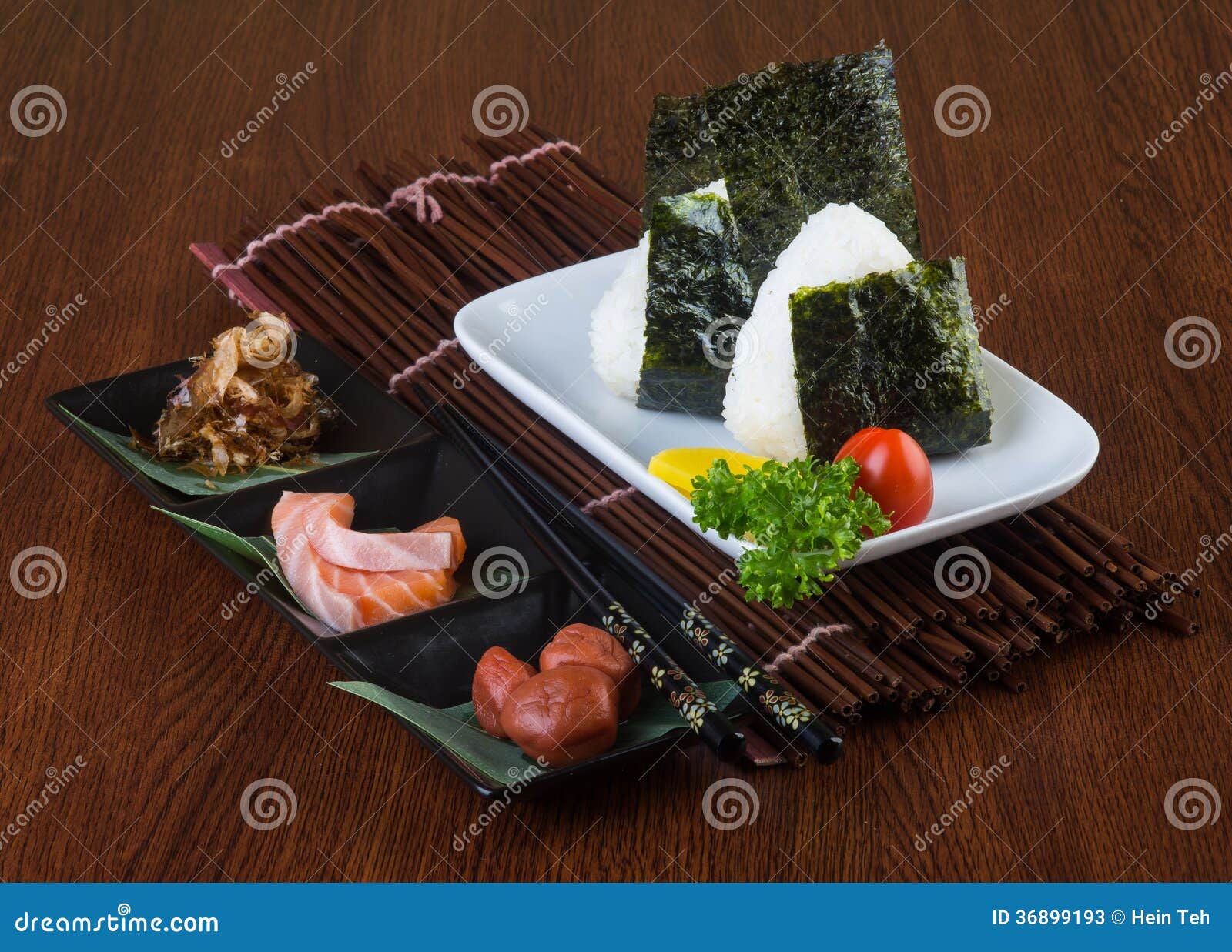 Japanese Cuisine. Onigiri or Rice on the Background Stock Image - Image ...