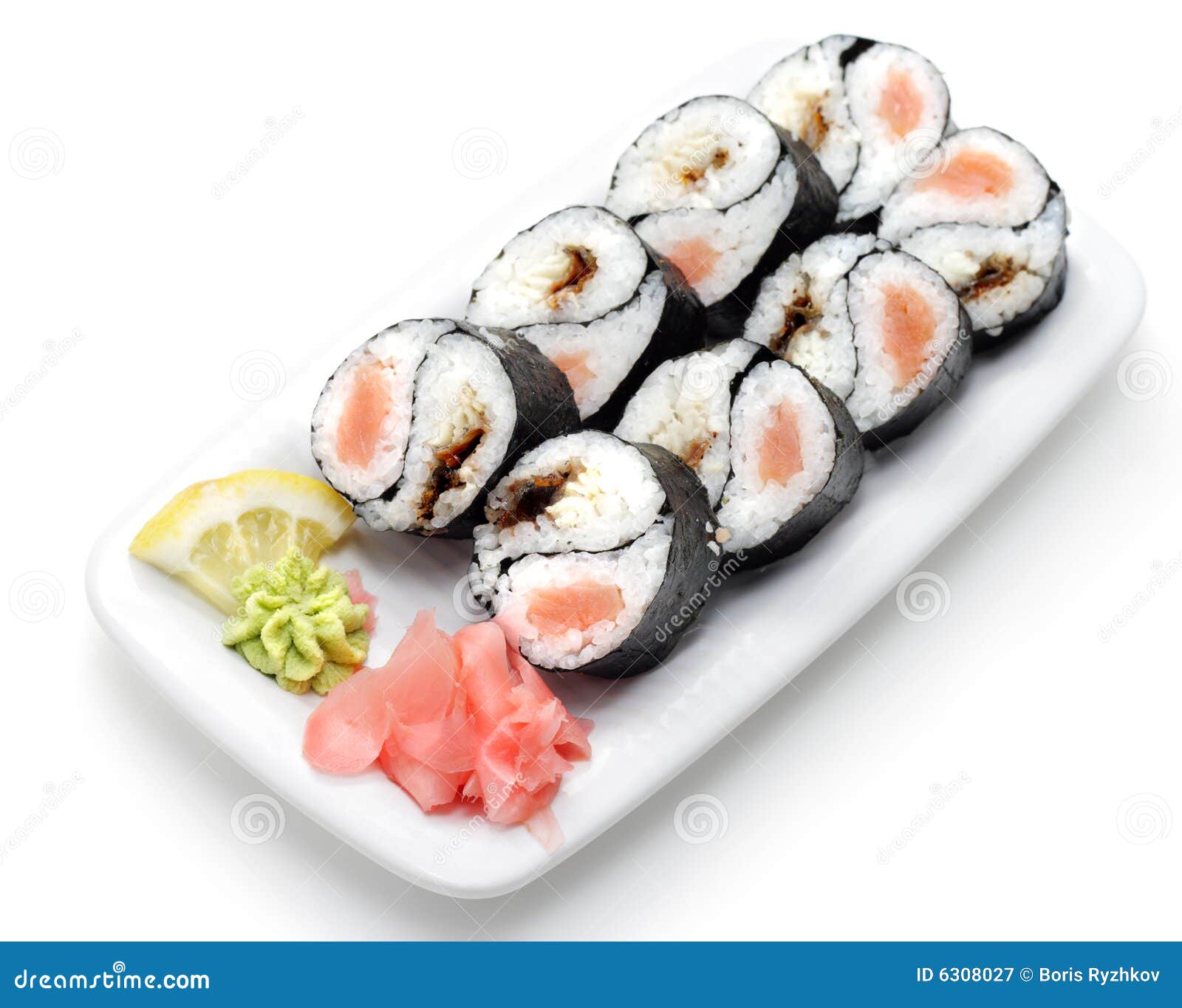 Japanese Cuisine - Rolls Yin Yang Stock Image - Image of cuisine, green ...