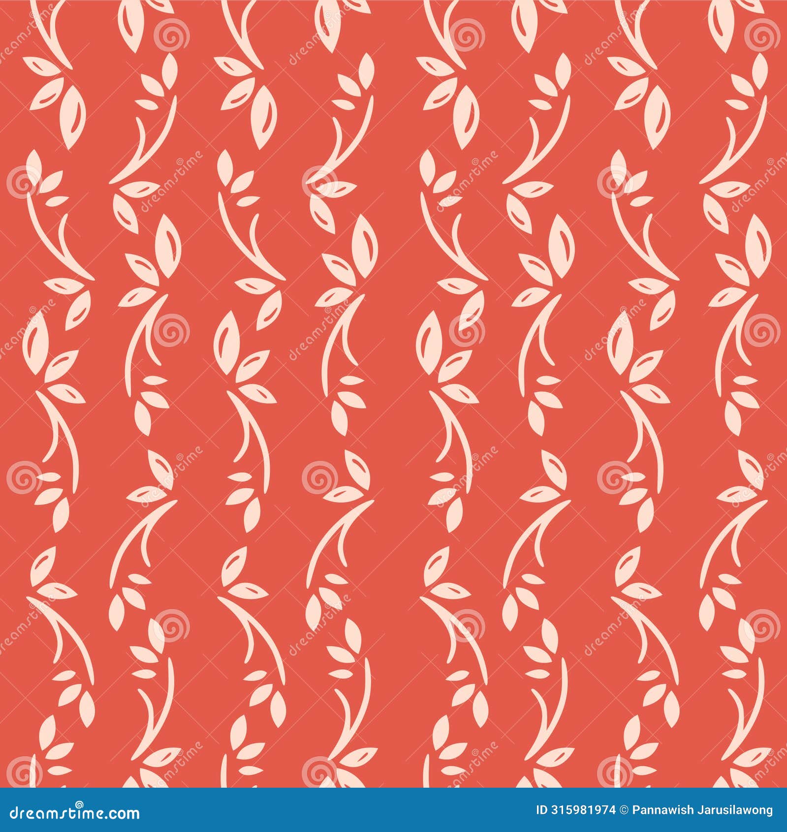 Japanese Curl Leaf Branch Stripe Vector Seamless Pattern Stock Vector ...