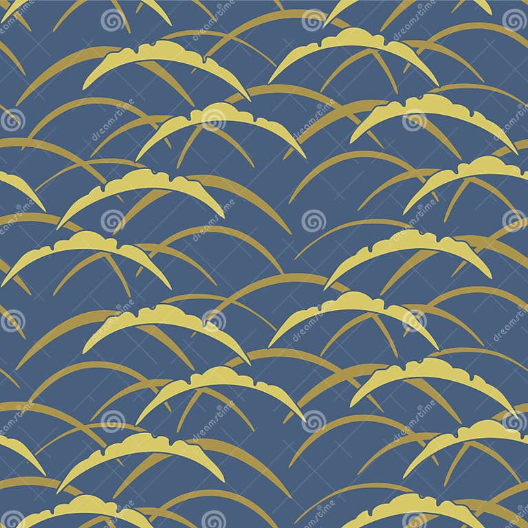Japanese Curl Leaf Wave Vector Seamless Pattern Stock Vector ...