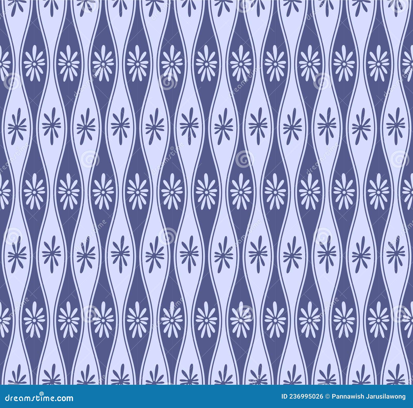 Japanese Curl Zigzag Flower Vector Seamless Pattern Stock Vector ...