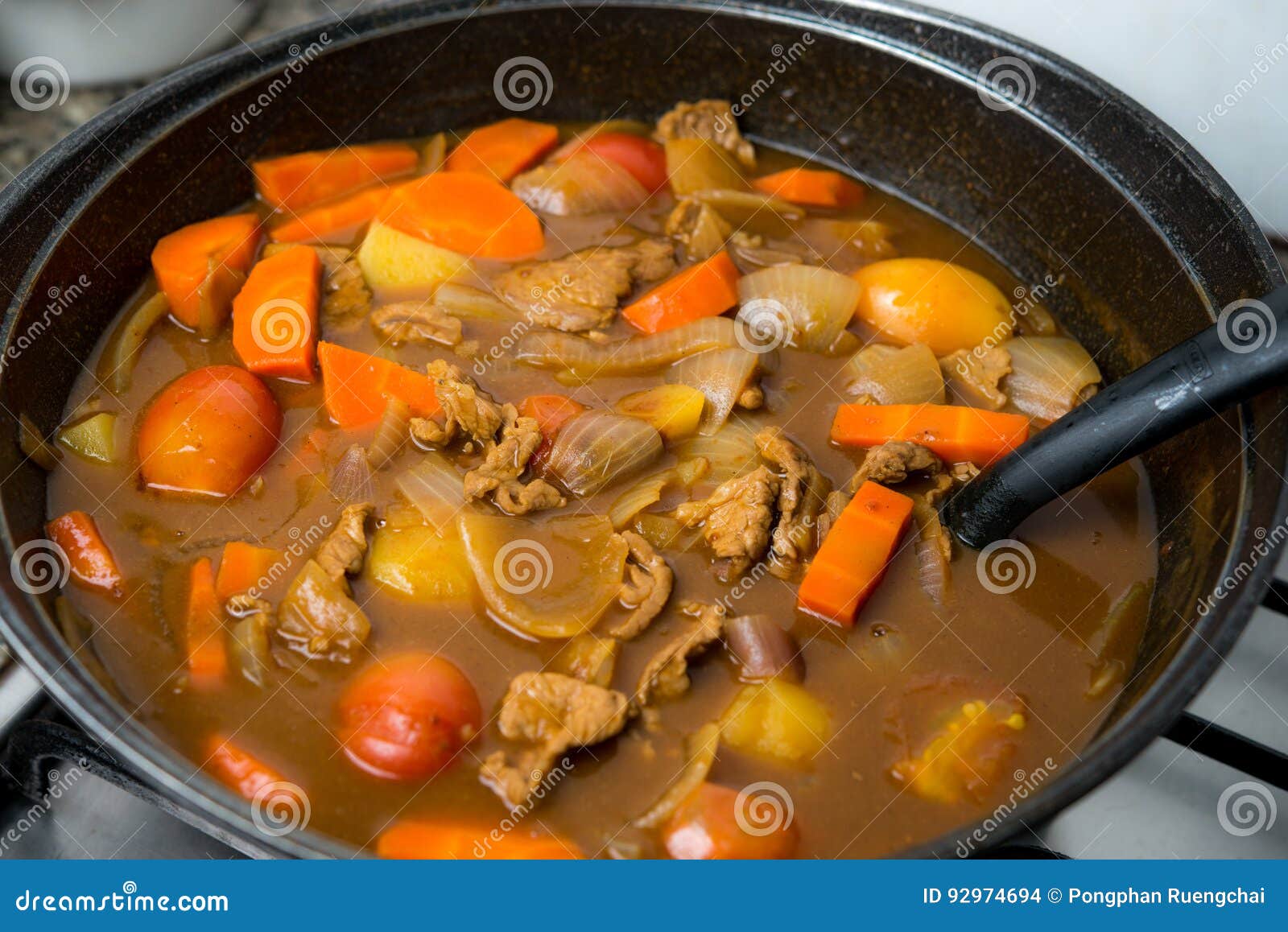 Japanese Curry Rice With Shrimp Tempura Stock Photography ...
