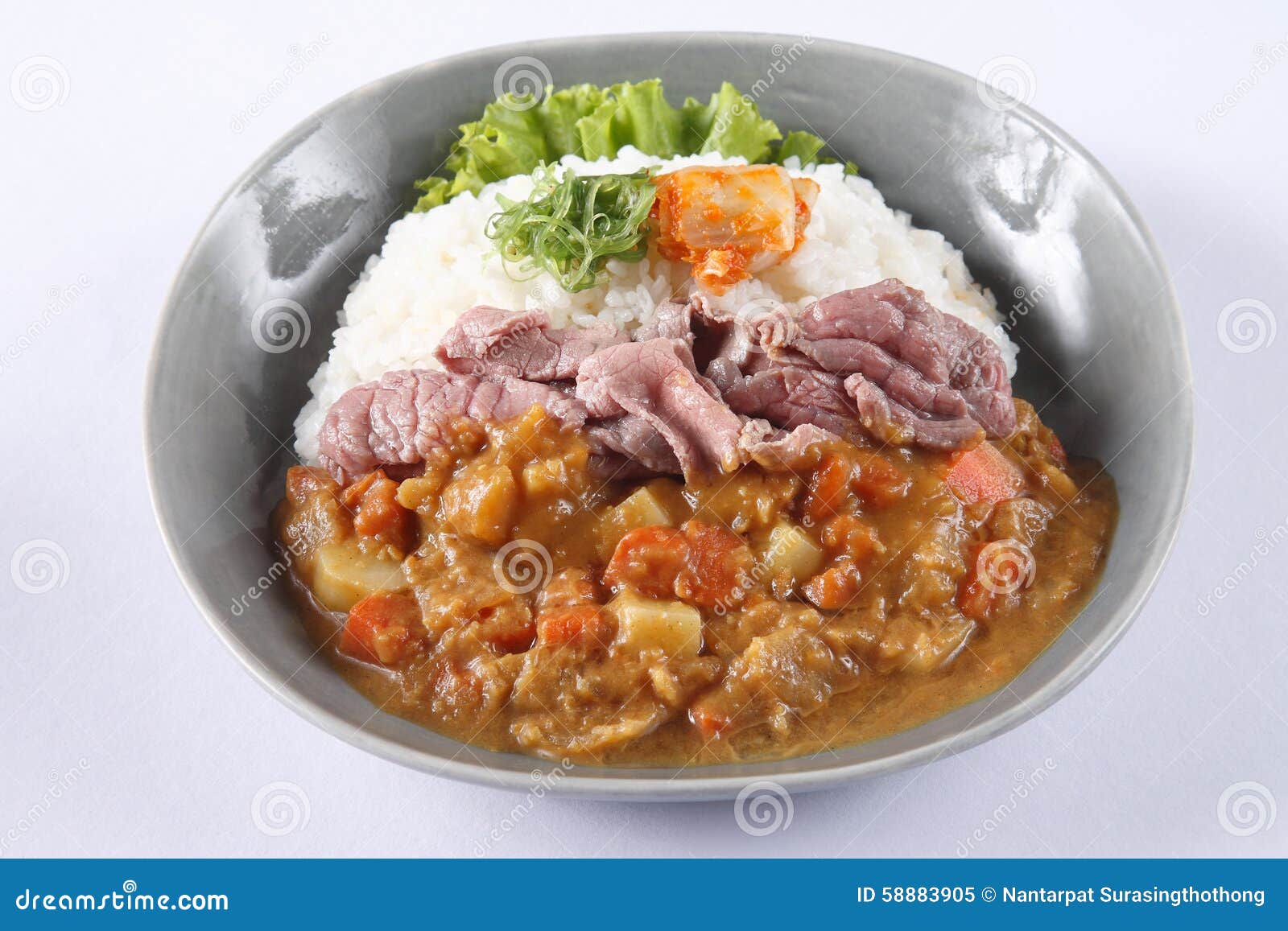 Japanese Curry Rice with Beef Isolated on White Background Stock Image ...