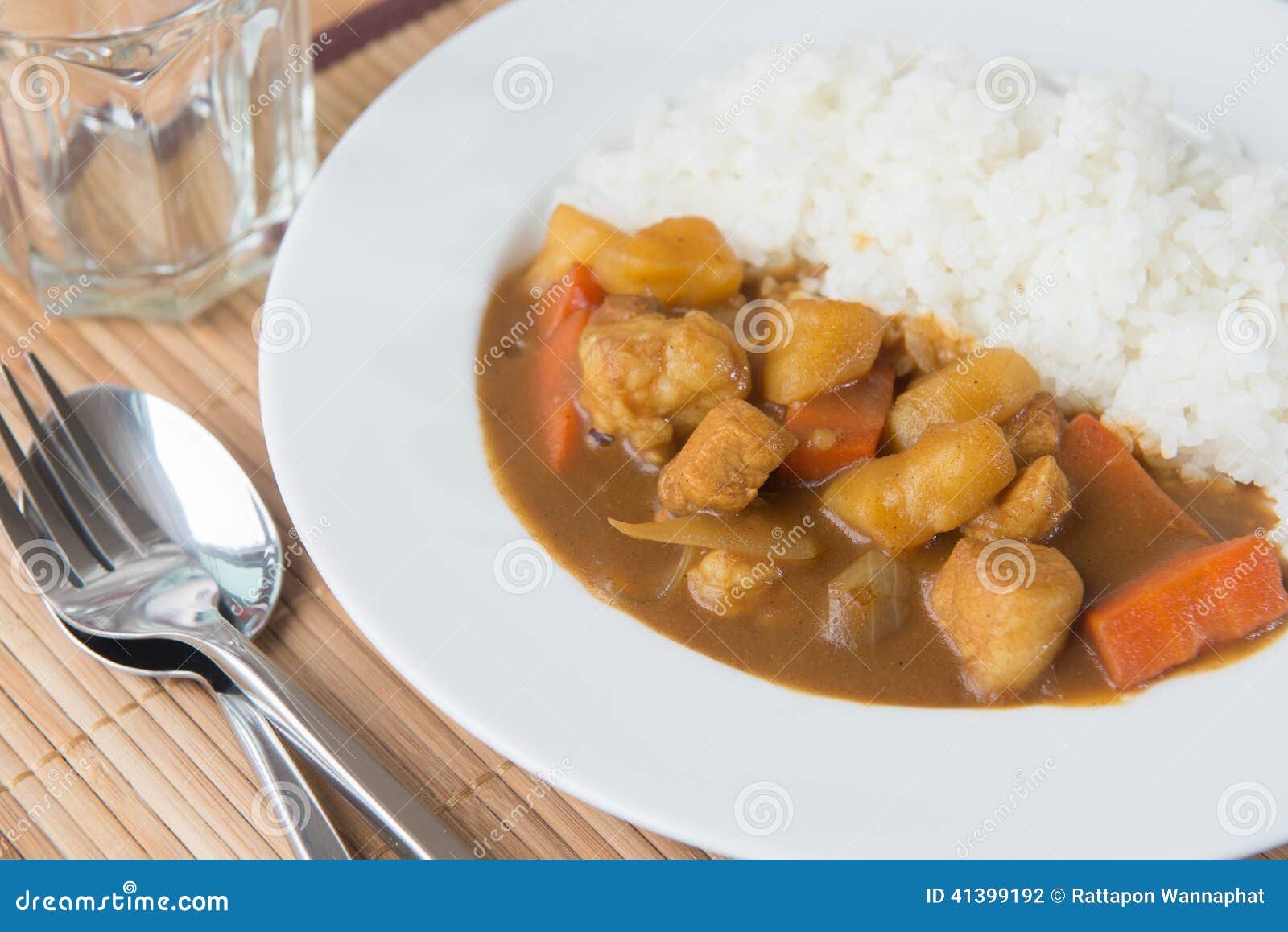 Japanese Curry with Rice on Table Ready To Serve Stock Photo - Image of ...