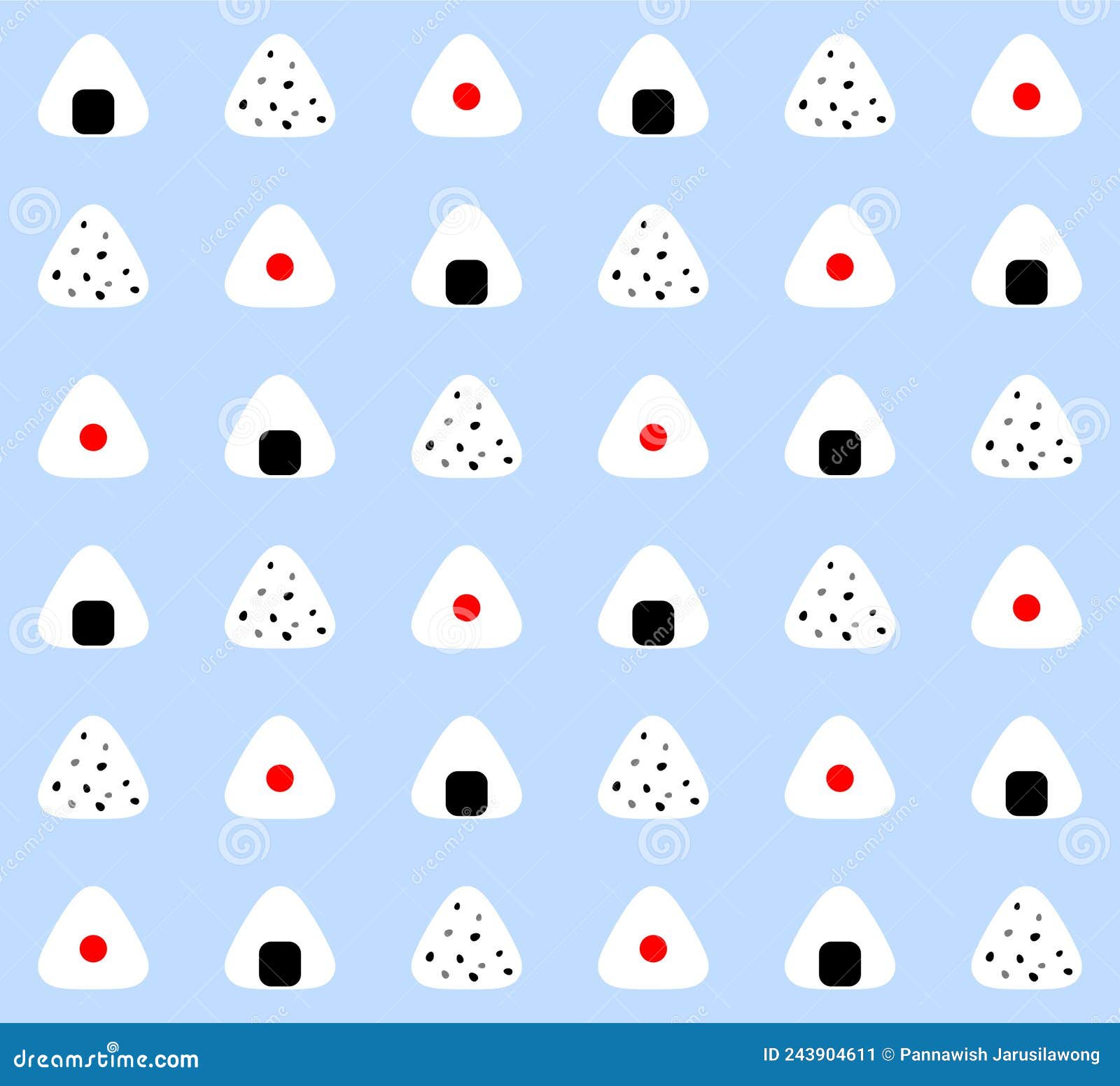Cute Triangle Onigiri Rice Japanese Food Cartoon Character Wearing Cone ...
