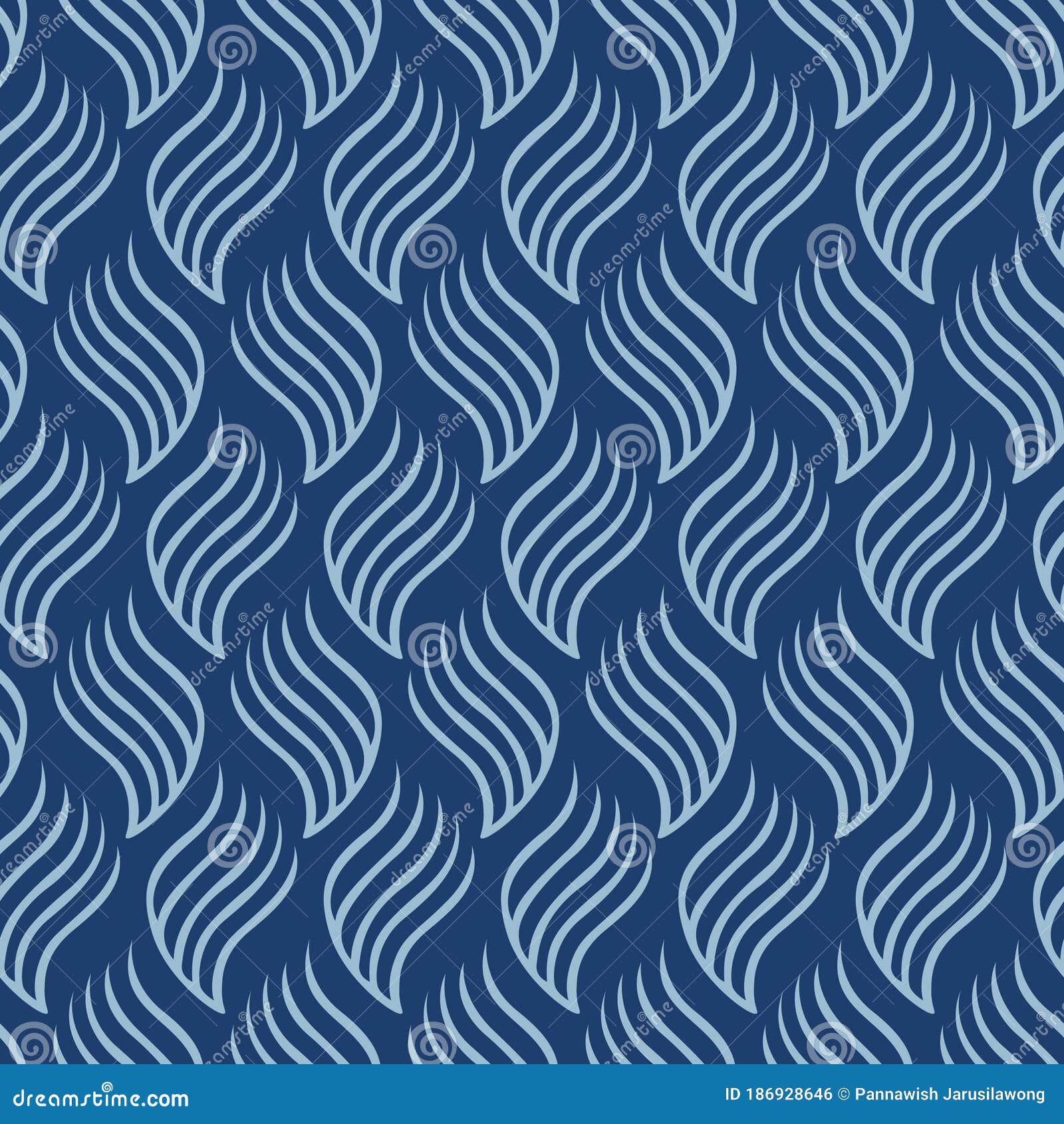 Japanese Dancing Swirl Wave Vector Seamless Pattern Stock Vector ...