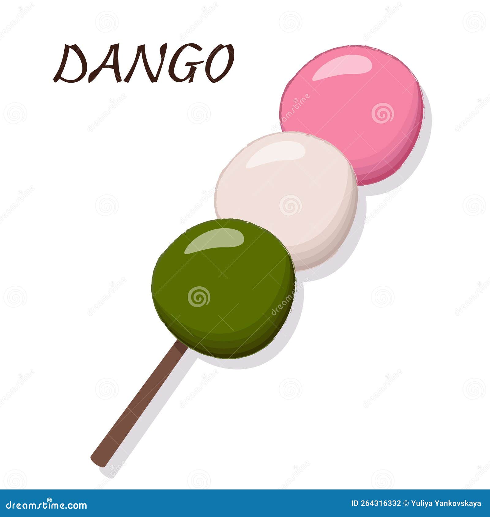 Japanese Dango on a Stick. Flat Vector Illustration. Asian Food Stock ...