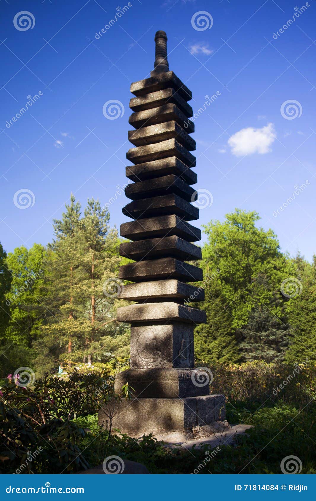 Japanese Decorative Column with the Image of Buddha Stock Photo - Image ...