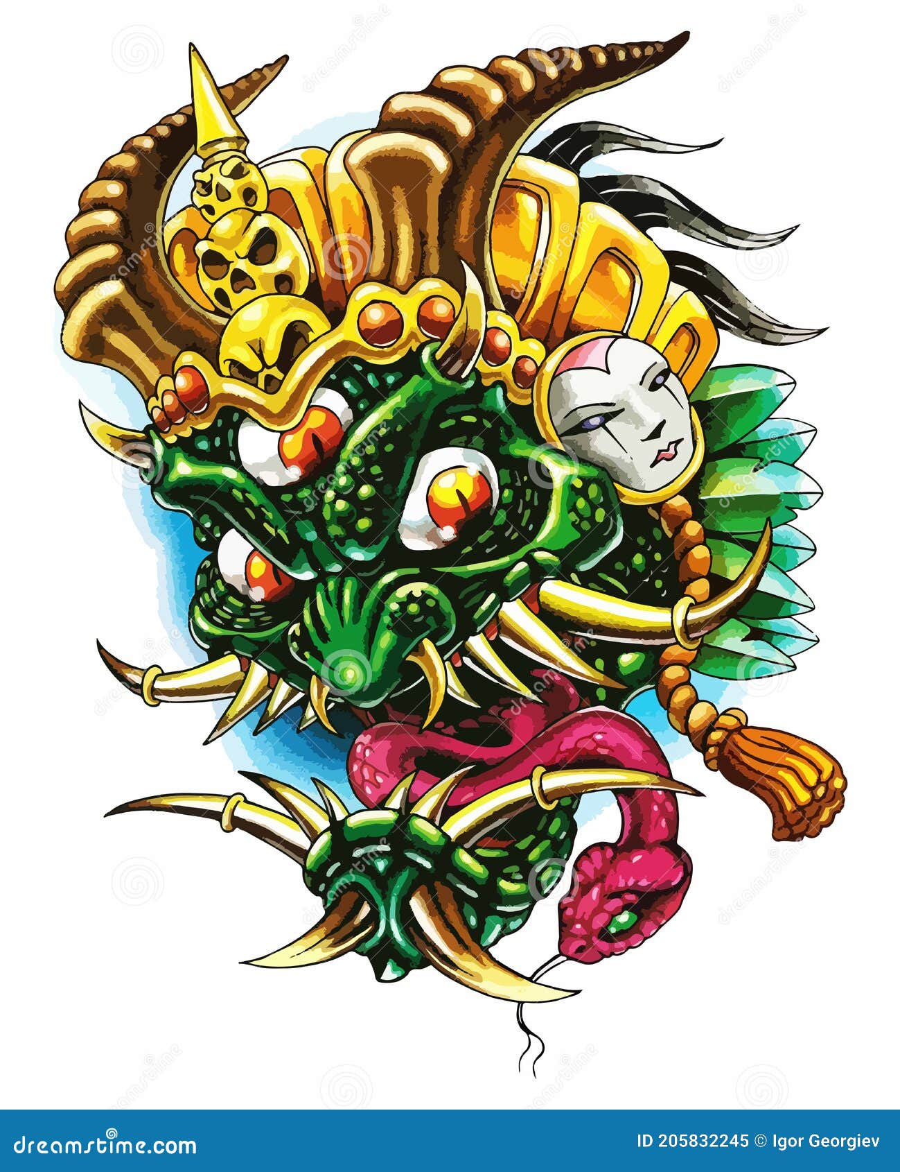 Japanese Demon Tattoo Flash