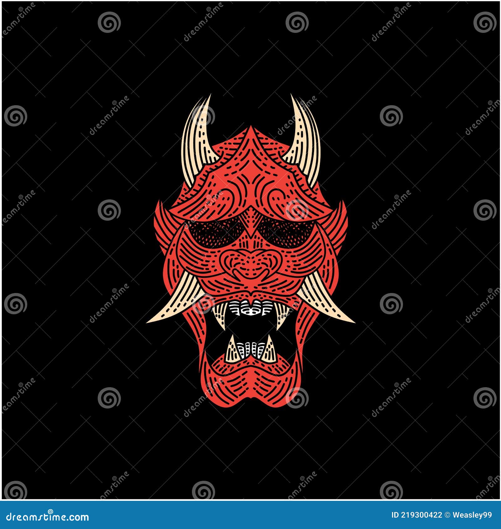 Japanese Demon Oni Mask Logo Design Stock Vector - Illustration of evil ...