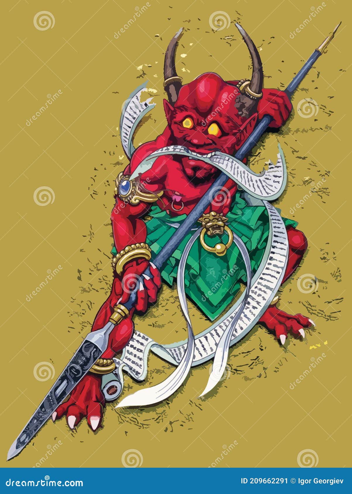 Japanese Demon Mask Tattoo Flash