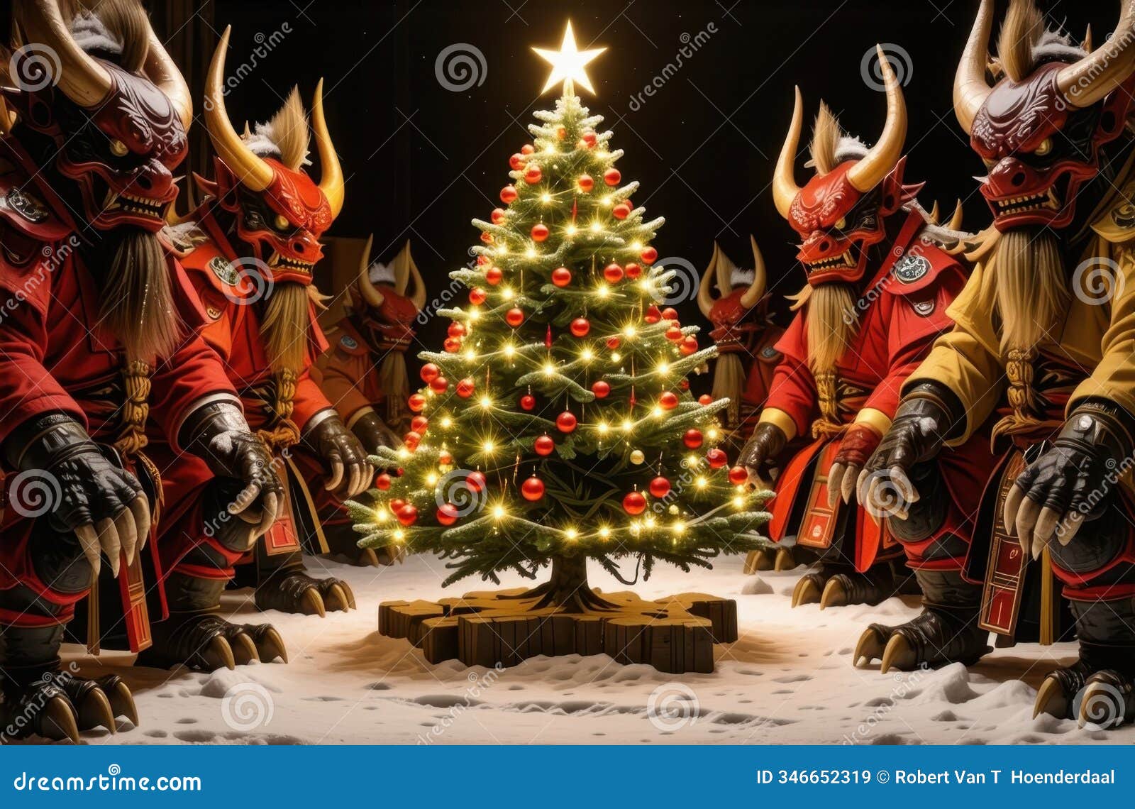 Japanese Demons Figure in a Christmas Scene at 23-11-2024 Stock ...
