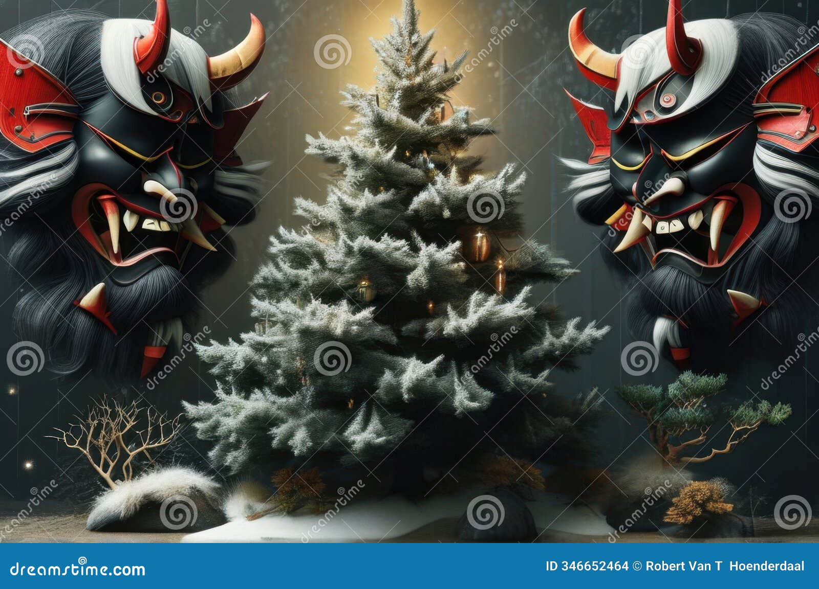 Japanese Demons Figure in a Christmas Scene at 23-11-2024 Stock ...