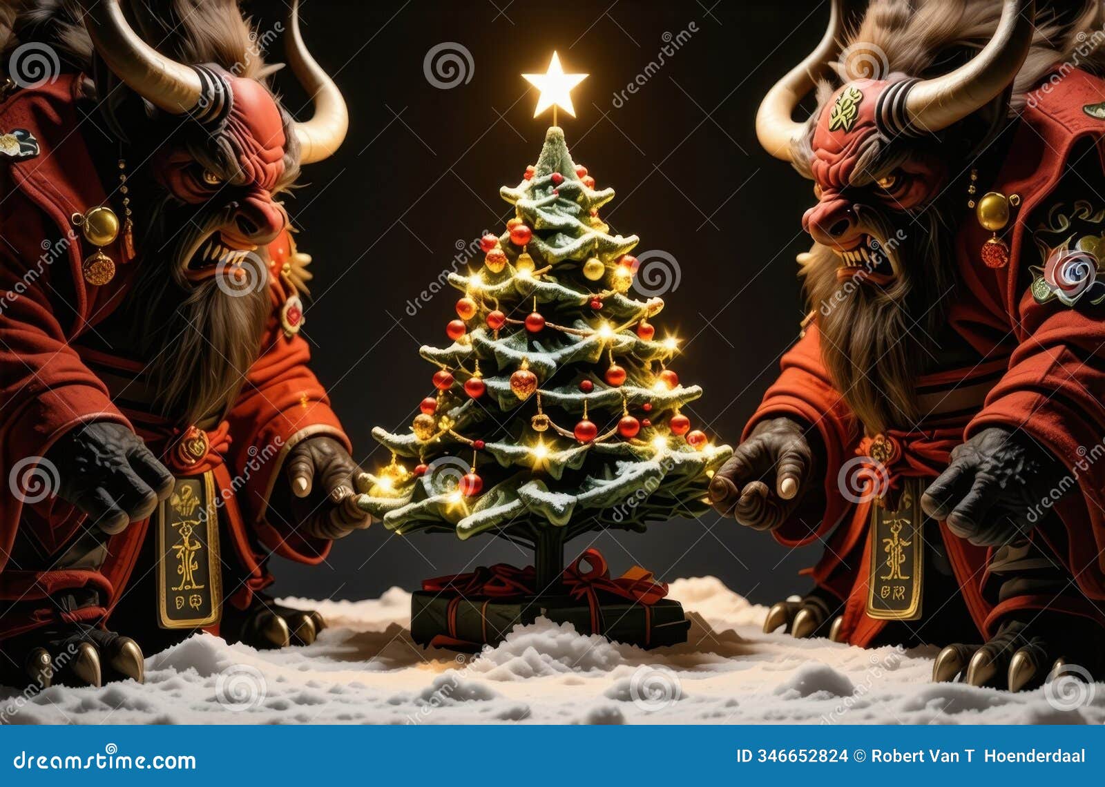 Japanese Demons Figure in a Christmas Scene at 23-11-2024 Stock ...