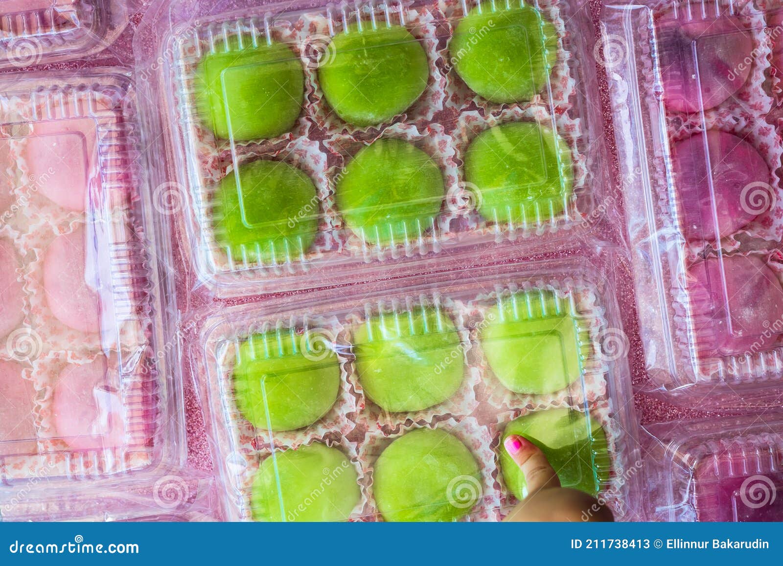 Japanese Dessert Colourful Mochi in a Clear Packging Containers Stock ...