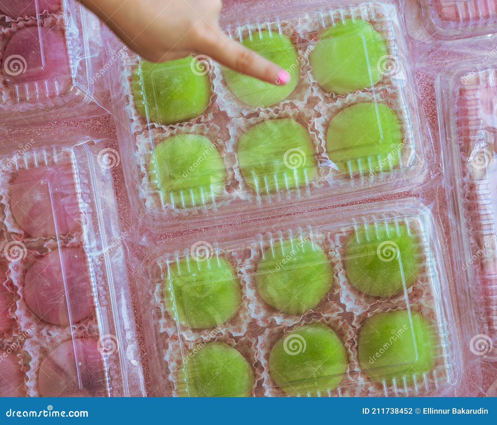 Japanese Dessert Colourful Mochi in a Clear Packging Containers Stock ...