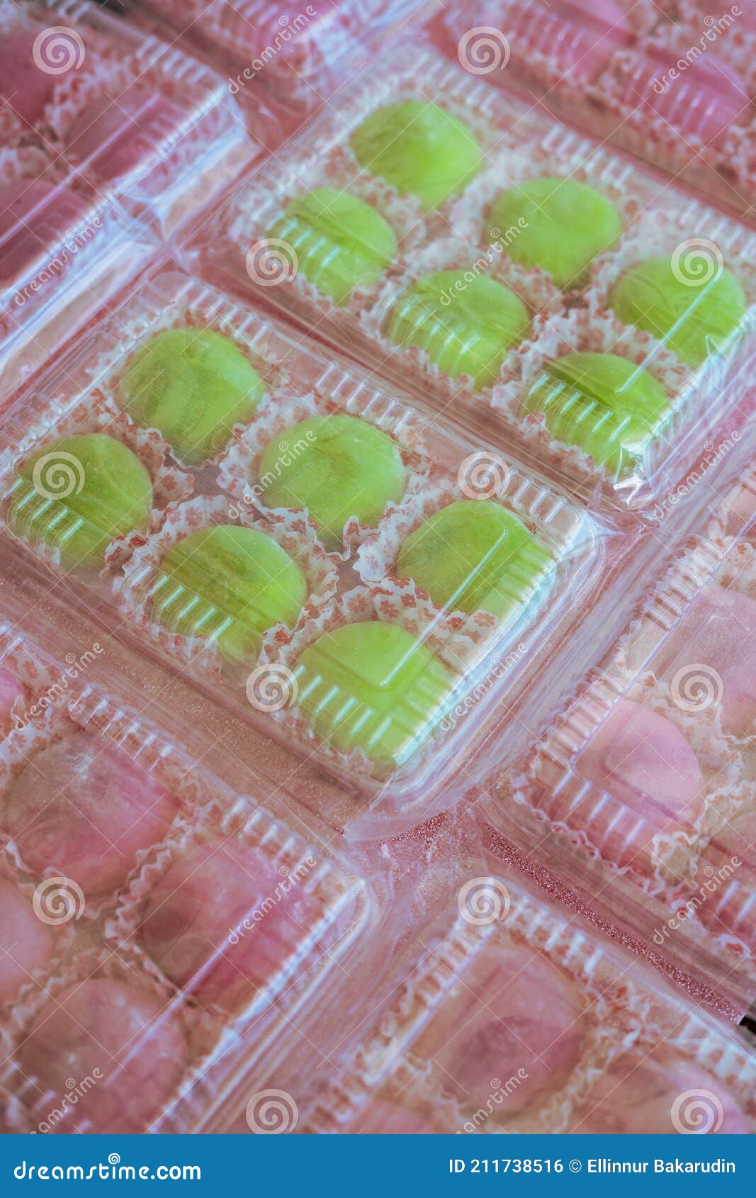 Japanese Dessert Colourful Mochi in a Clear Packging Containers Stock ...