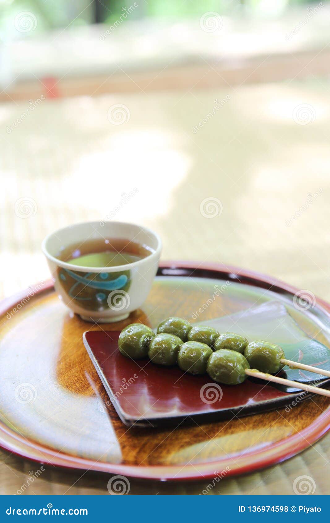 Japanese Dessert Matcha Dango Stock Photo - Image of dumpling ...