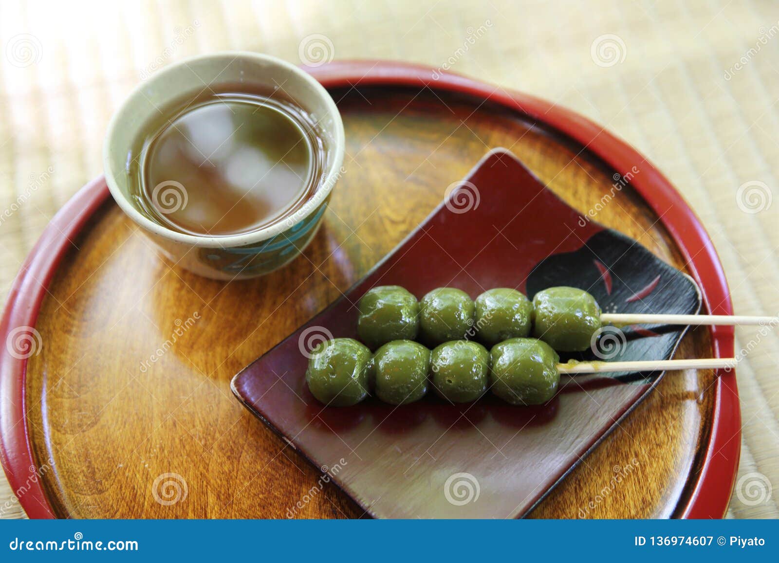 Japanese Dessert Matcha Dango Stock Image - Image of dumpling, sweet ...