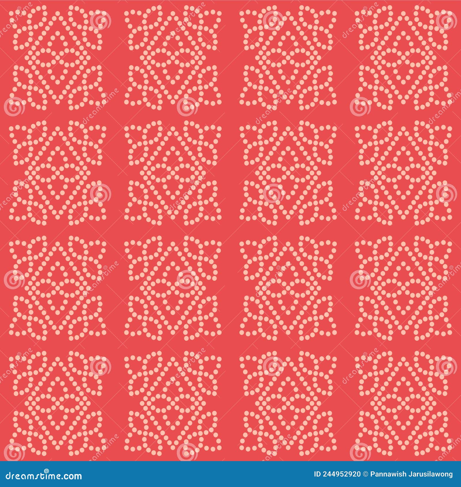 Japanese Dot Line Flower Motif Vector Seamless Pattern Stock Vector ...