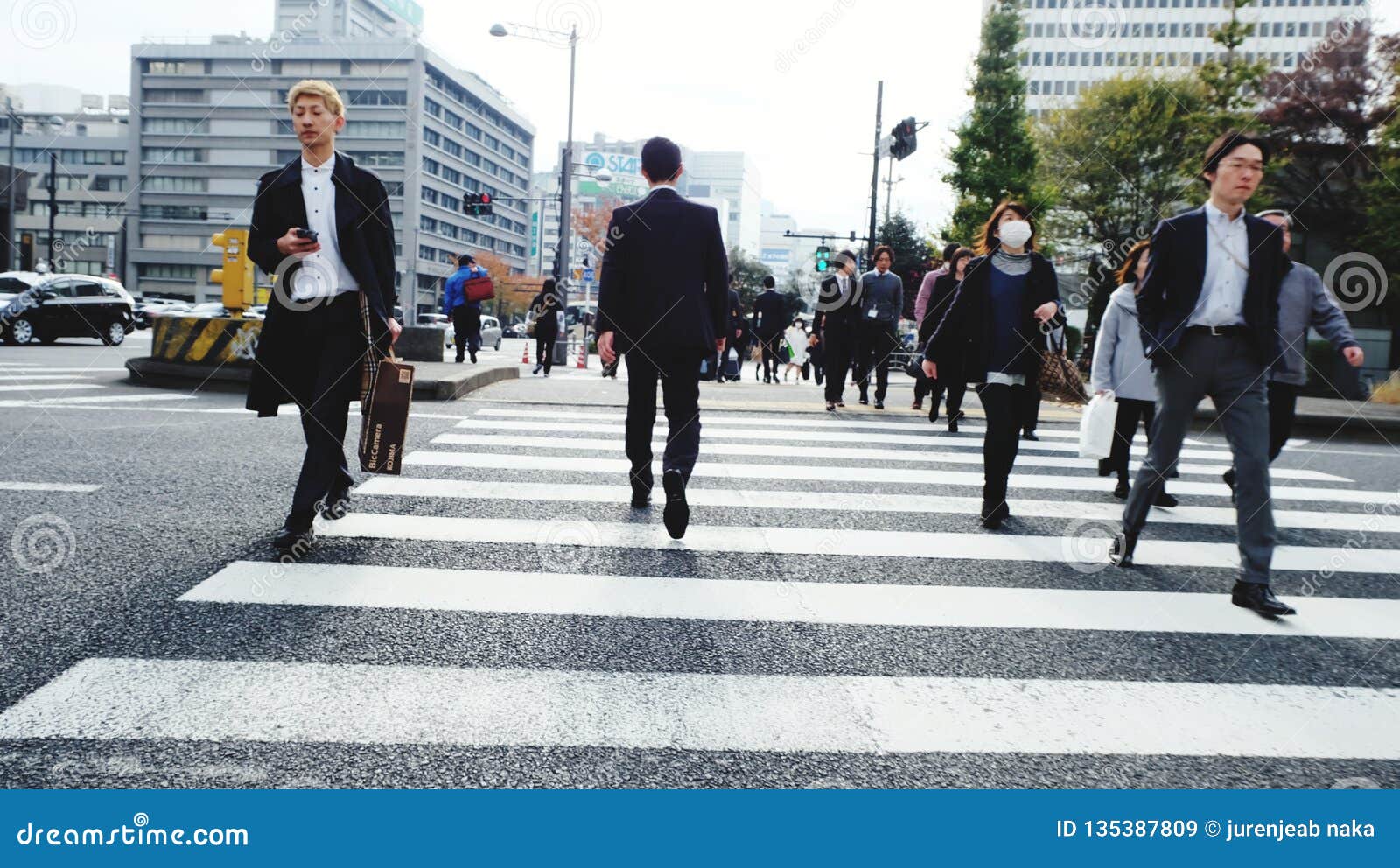Workers Japanese Downtown Crossroad Editorial Stock Image - Image of ...