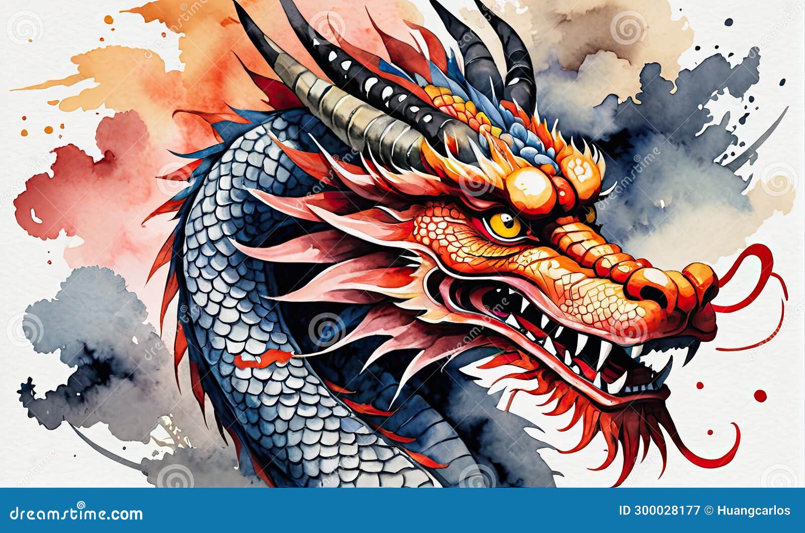 Japanese Dragon Face with Generative AI Stock Illustration ...
